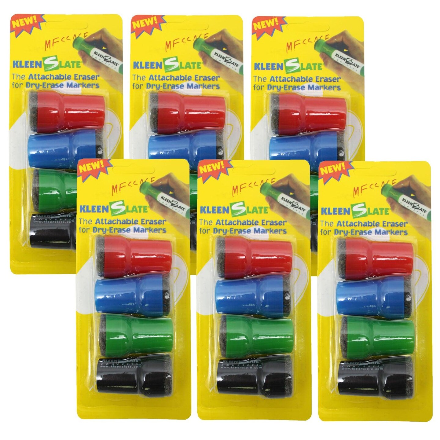 Large Barrel Attachable Eraser Caps for Dry Erase Markers, 4 Per Pack ...