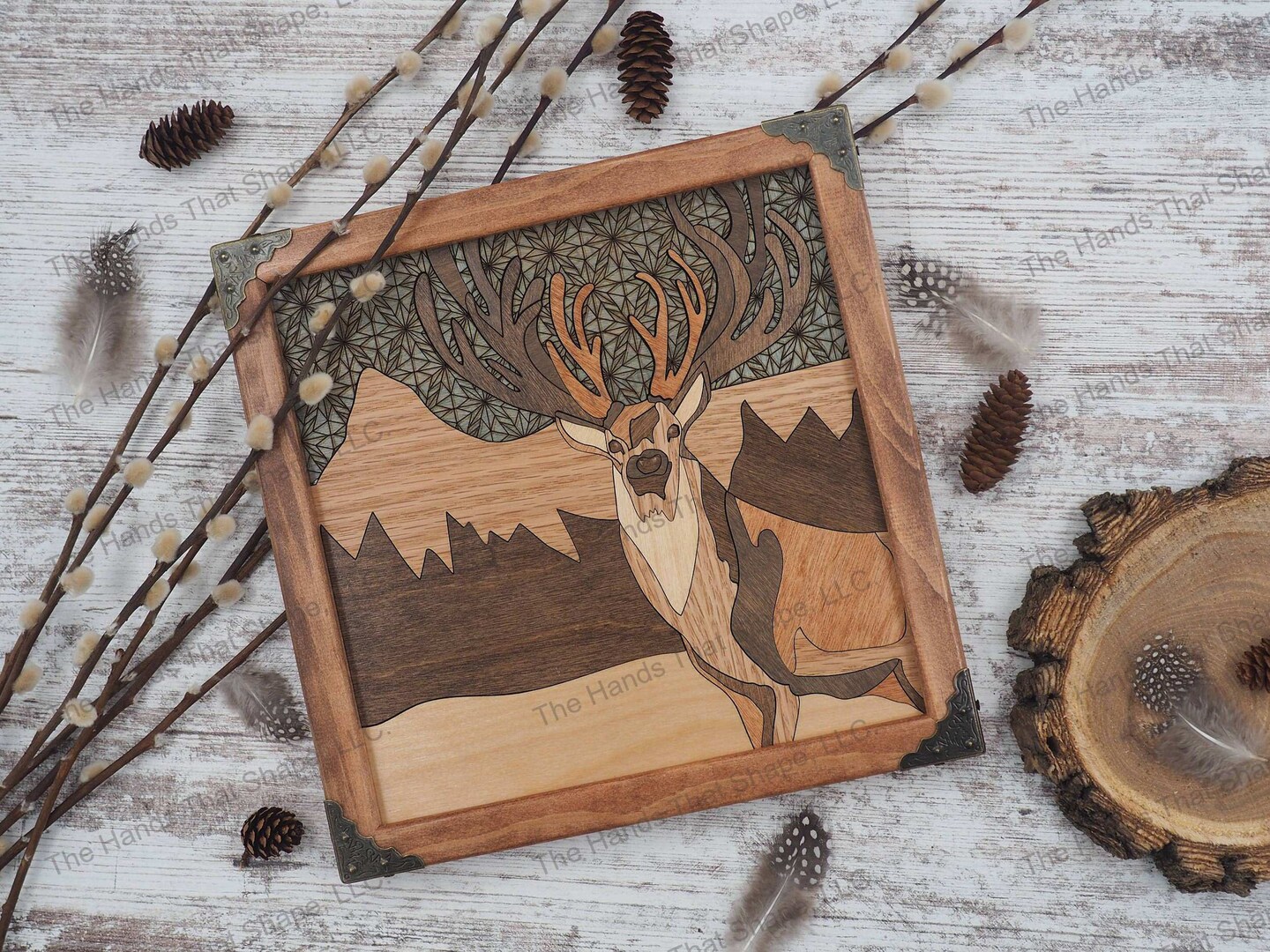 Mountain Deer Wood Inlay Wall Art | MakerPlace by Michaels