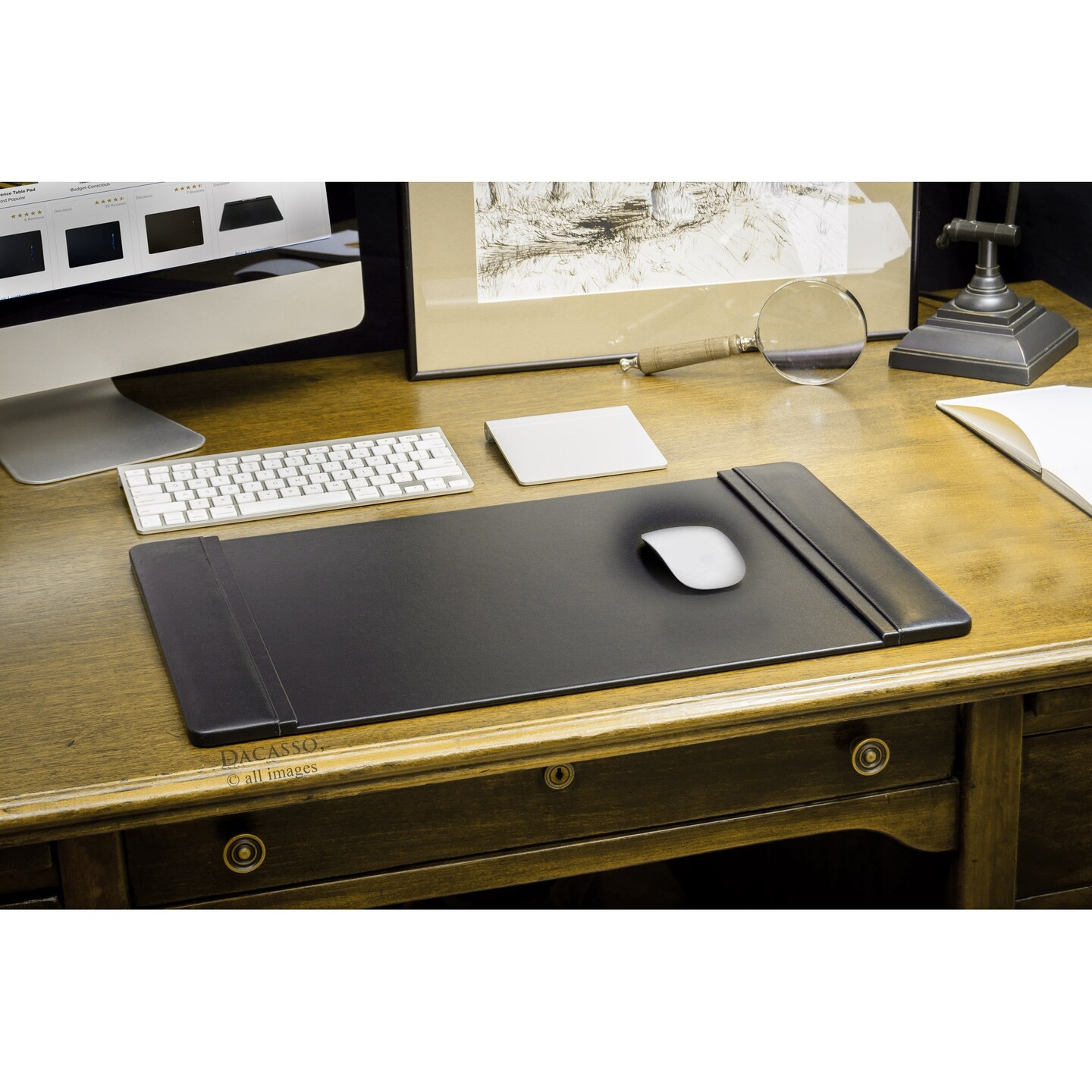 Black Leather Side-Rail Desk Pad/Desk Protector, 22" x 14" | Michaels