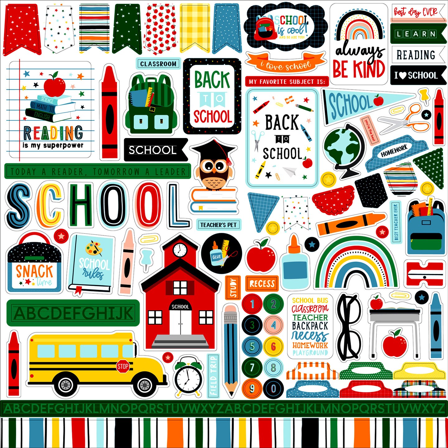 Echo Park First Day Of School 12 X 12 Cardstock Element Sticker Sheet ...
