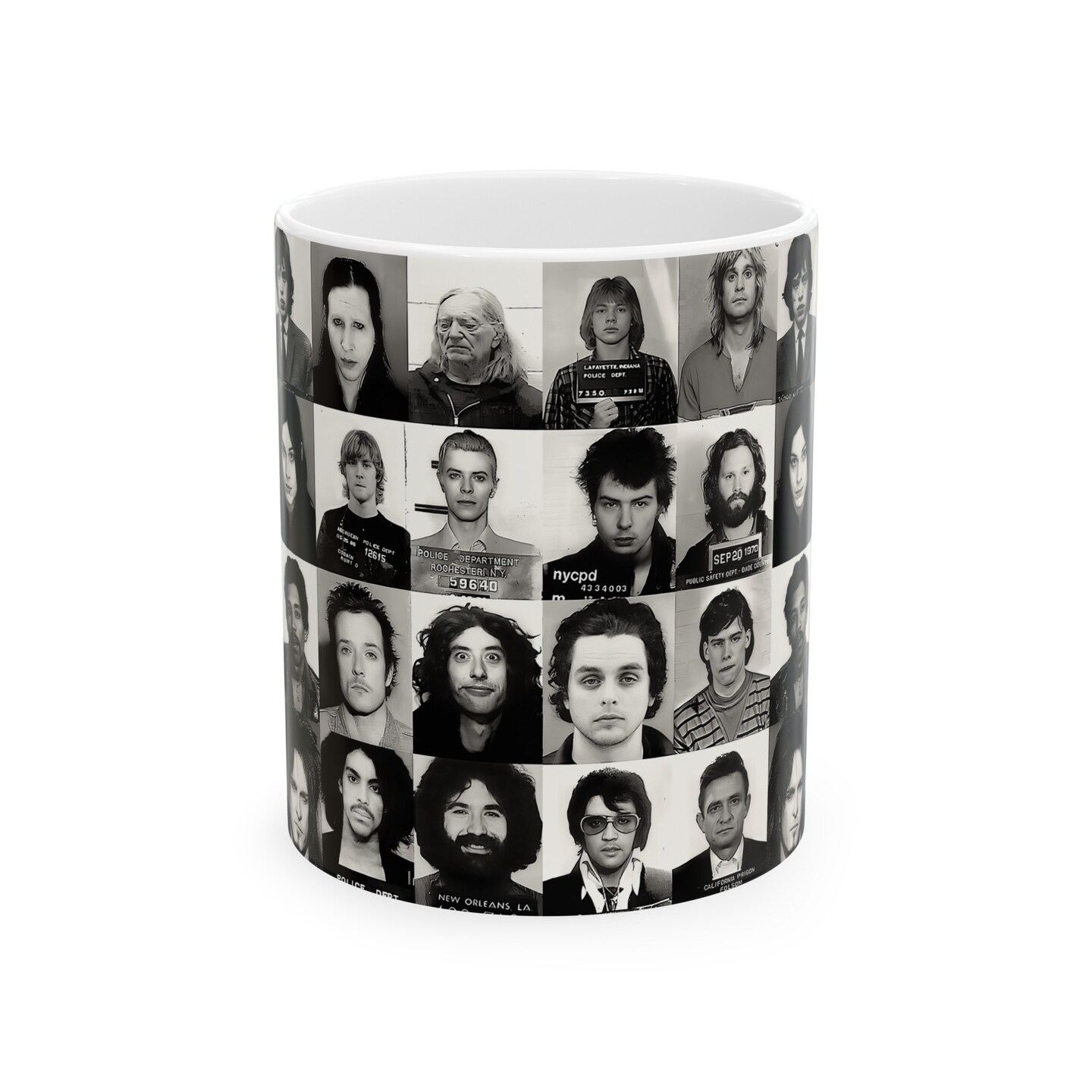 Famous Music Mugshots Coffee Mug 11oz | Magnificent Mug Shot Photo ...