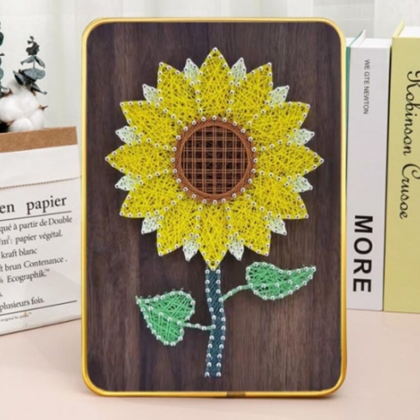 Sunflower String Art Kit with Stand. Simple Decorative DIY String Art Craft Kit M1-3 DHACE28039 ...