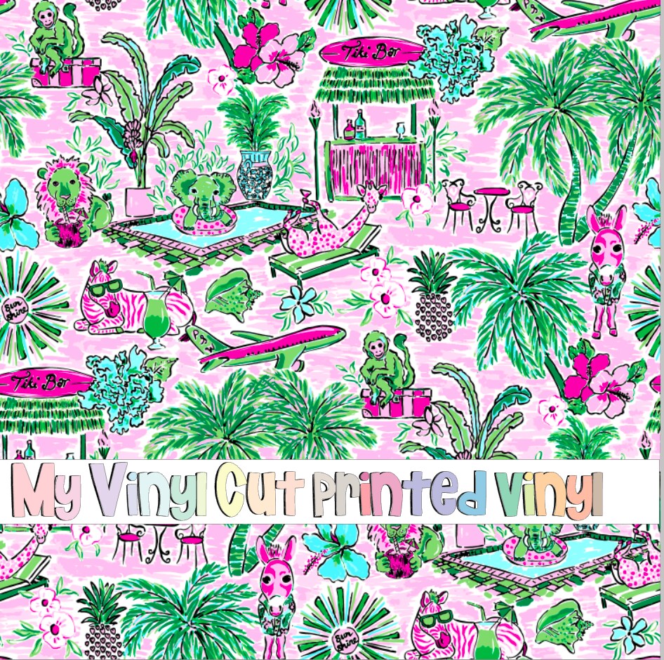 12 x 12 inch Sheet of Printed Vinyl or HTV in the Animal Vacay Pink ...