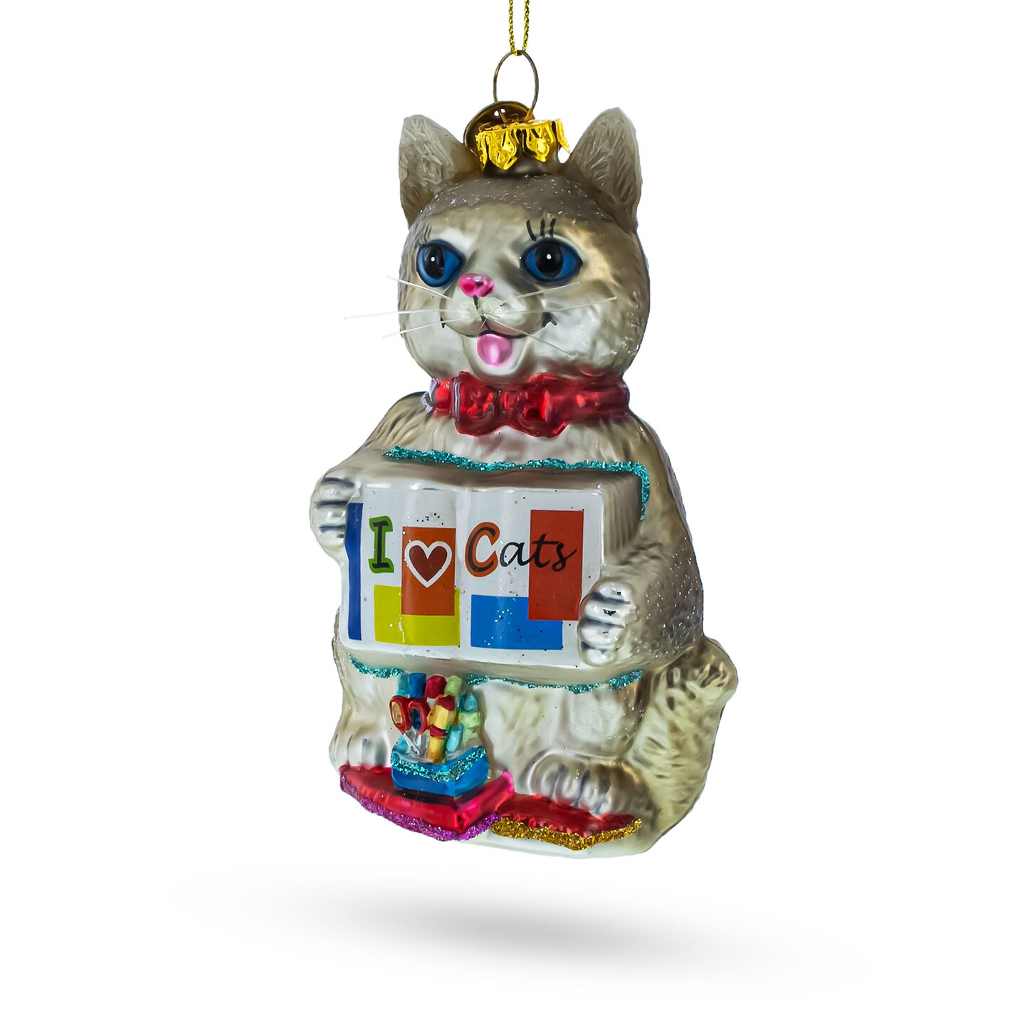 Creative Cat with Crayons Blown Glass Christmas Ornament | Michaels