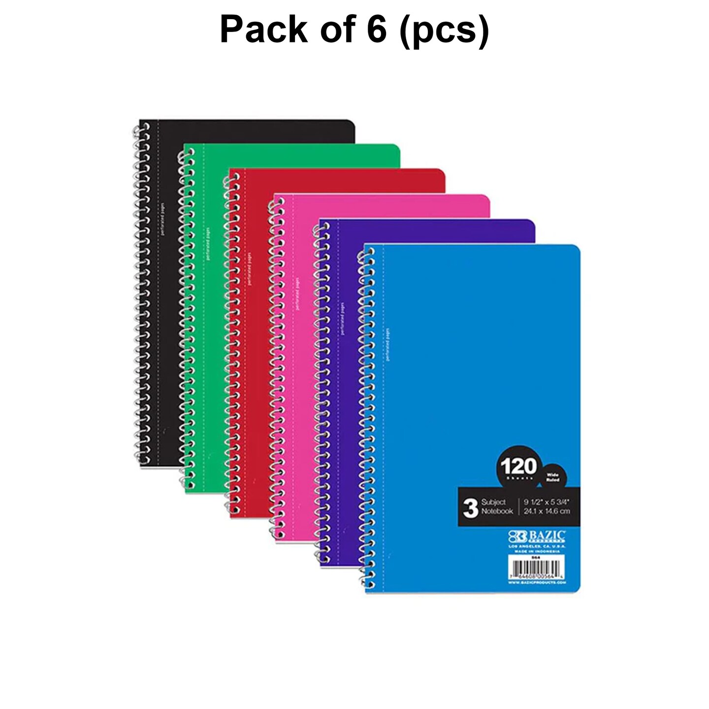 Notebook Spiral W/R 3-Subject 9.5" X 5.75" 120 Ct | 3-subject spiral ...