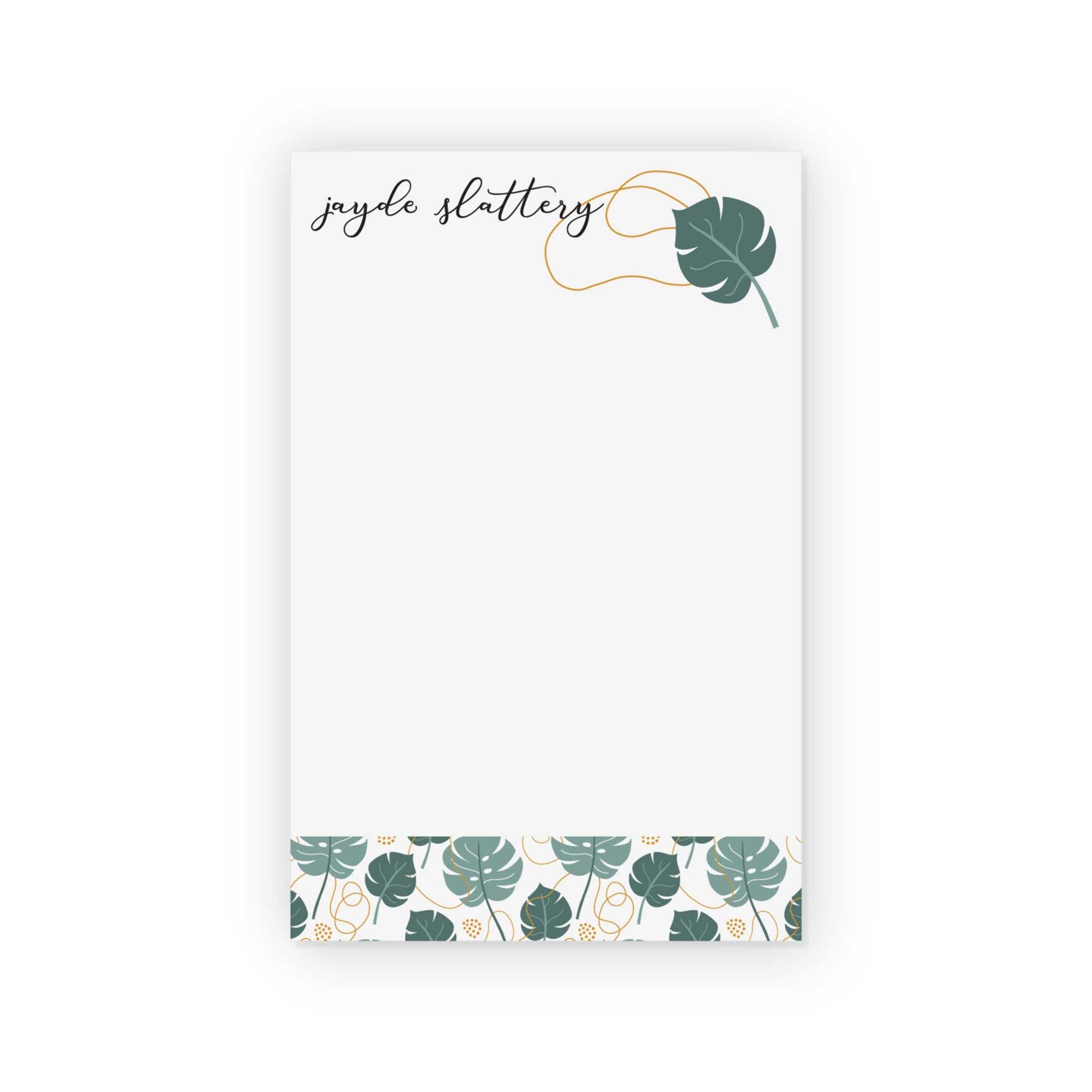 Personalized Half Size Notepad, Elegant Floral Design, Stationery for ...