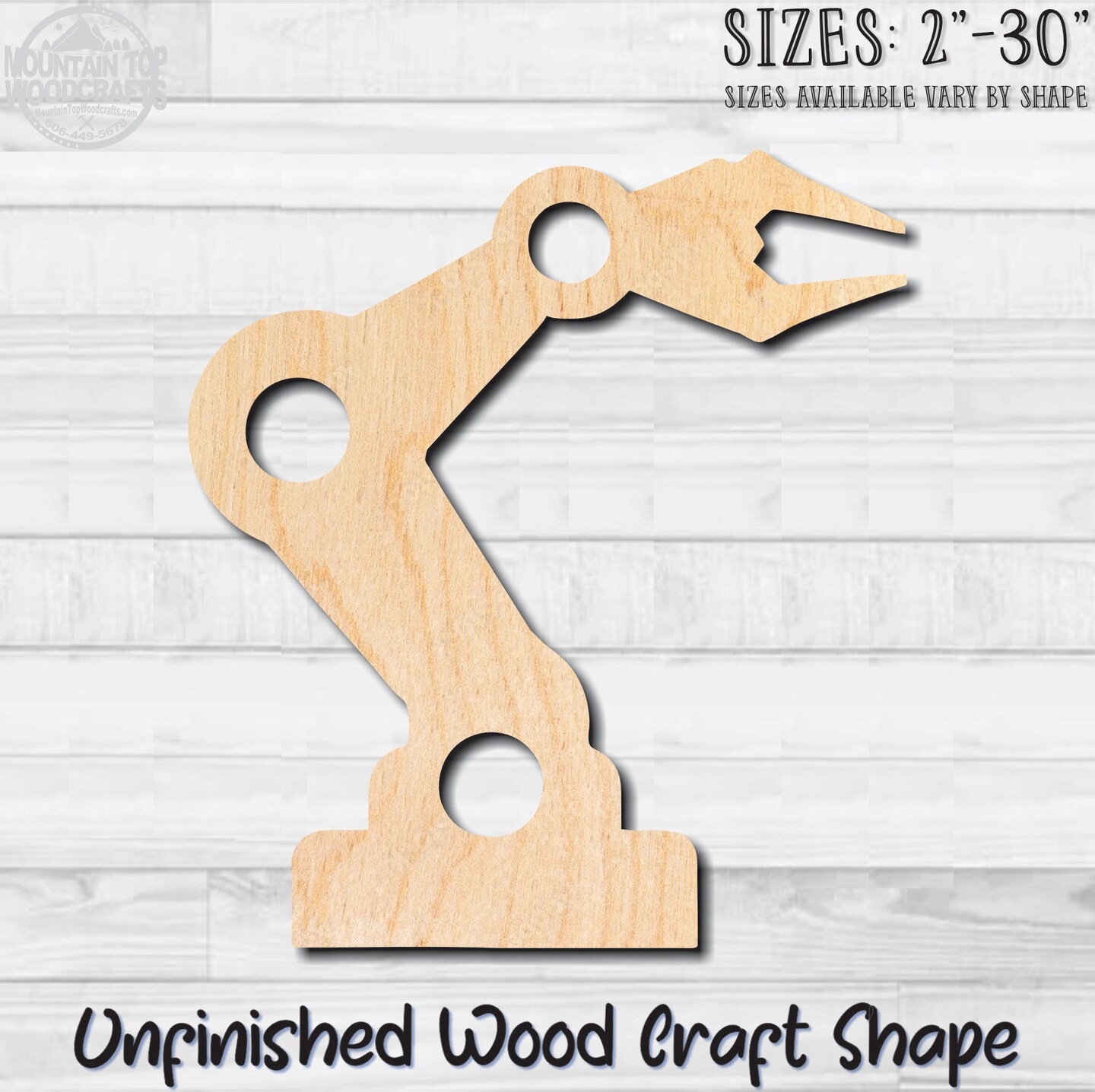 Robotic Arm 5 Unfinished Wood Shape Blank Laser Engraved Cutout ...