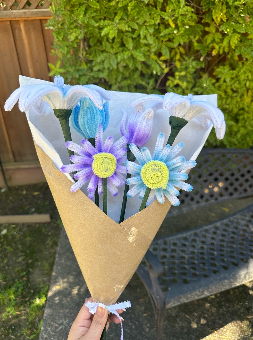 Forever Flower Bouquet - Purple and Blue Themed Flower Bouquet (2 ...