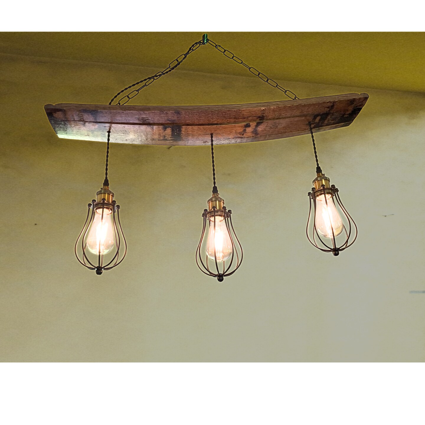 Whiskey barrel stave chandelier for dinning room, rustic pendant ...