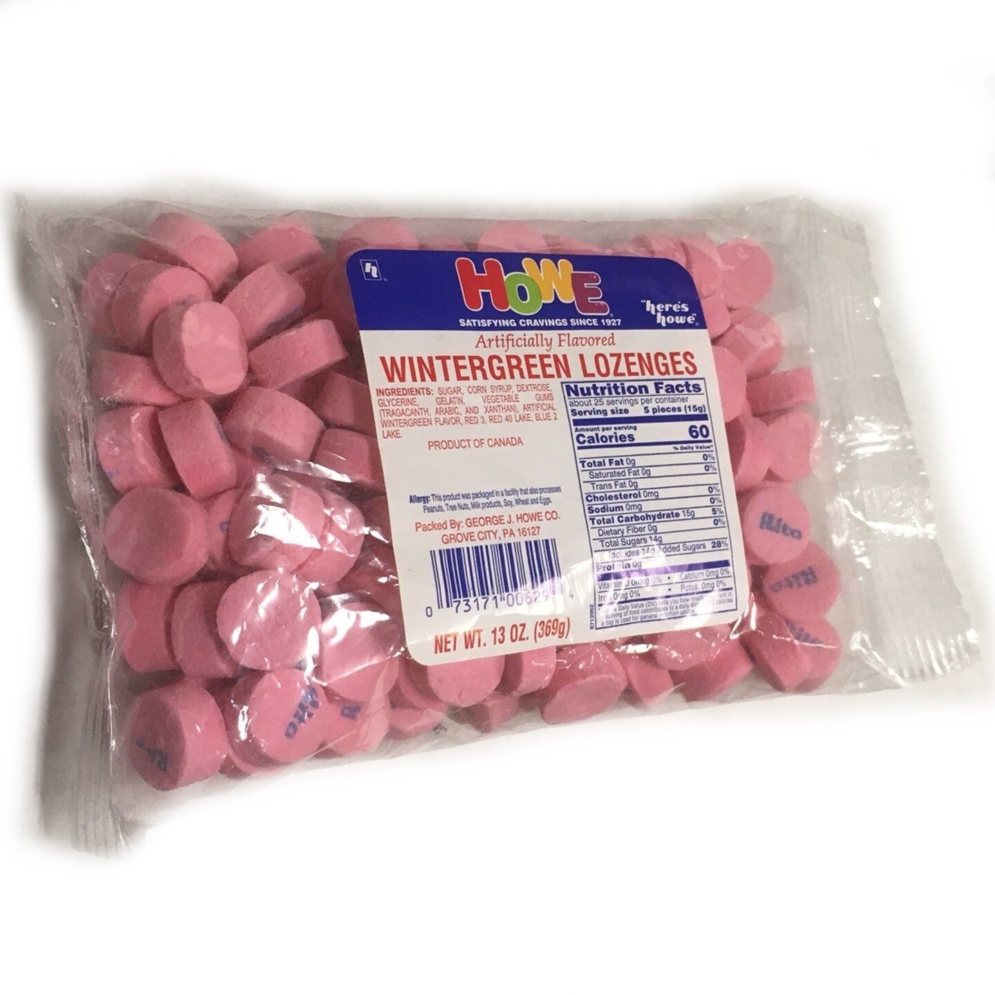 Howe Old-Fashioned Nostalgic Wintergreen Lozenges Candy, 13 oz Bag ...