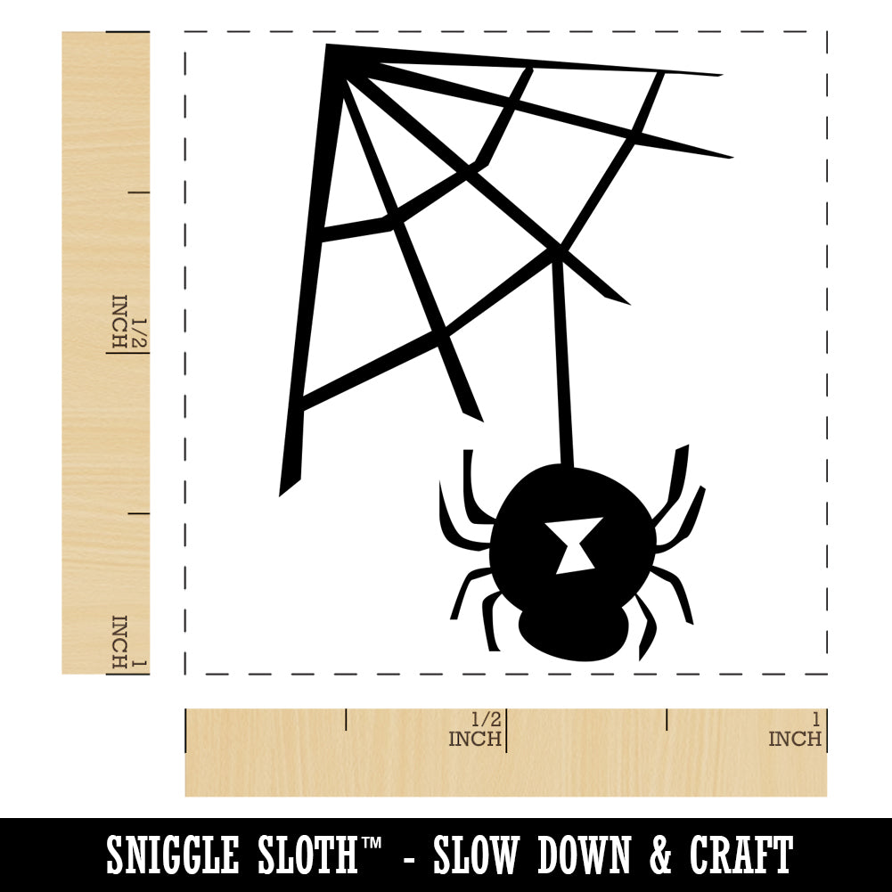 Black Widow Spider and Web Halloween Doodle Self-Inking Rubber Stamp ...