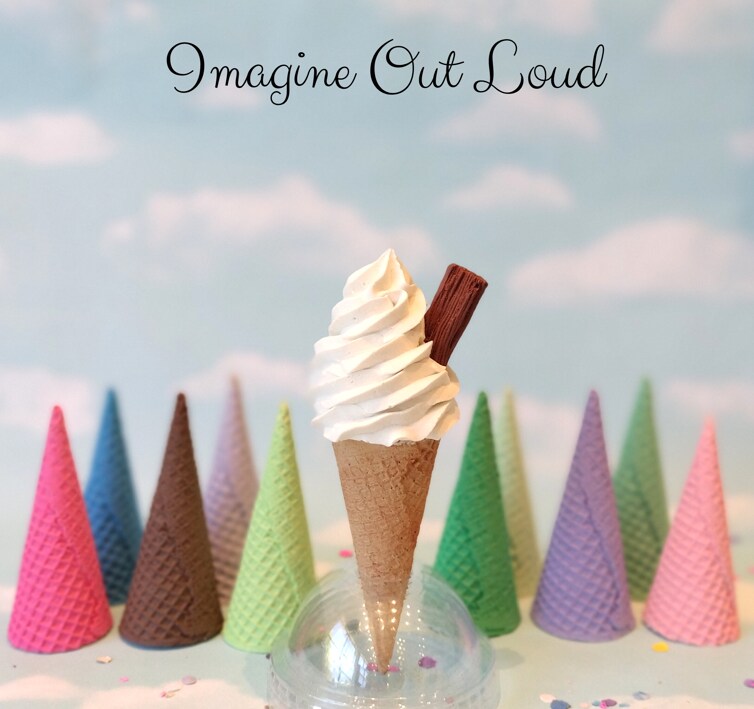 Fake Ice Cream CONE and COLOR CHOICE Vanilla Soft Serve Swirl Chocolate ...