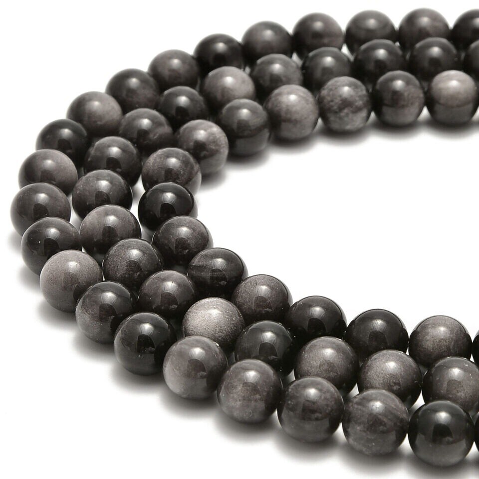 Silver Obsidian Smooth Round Beads | Michaels