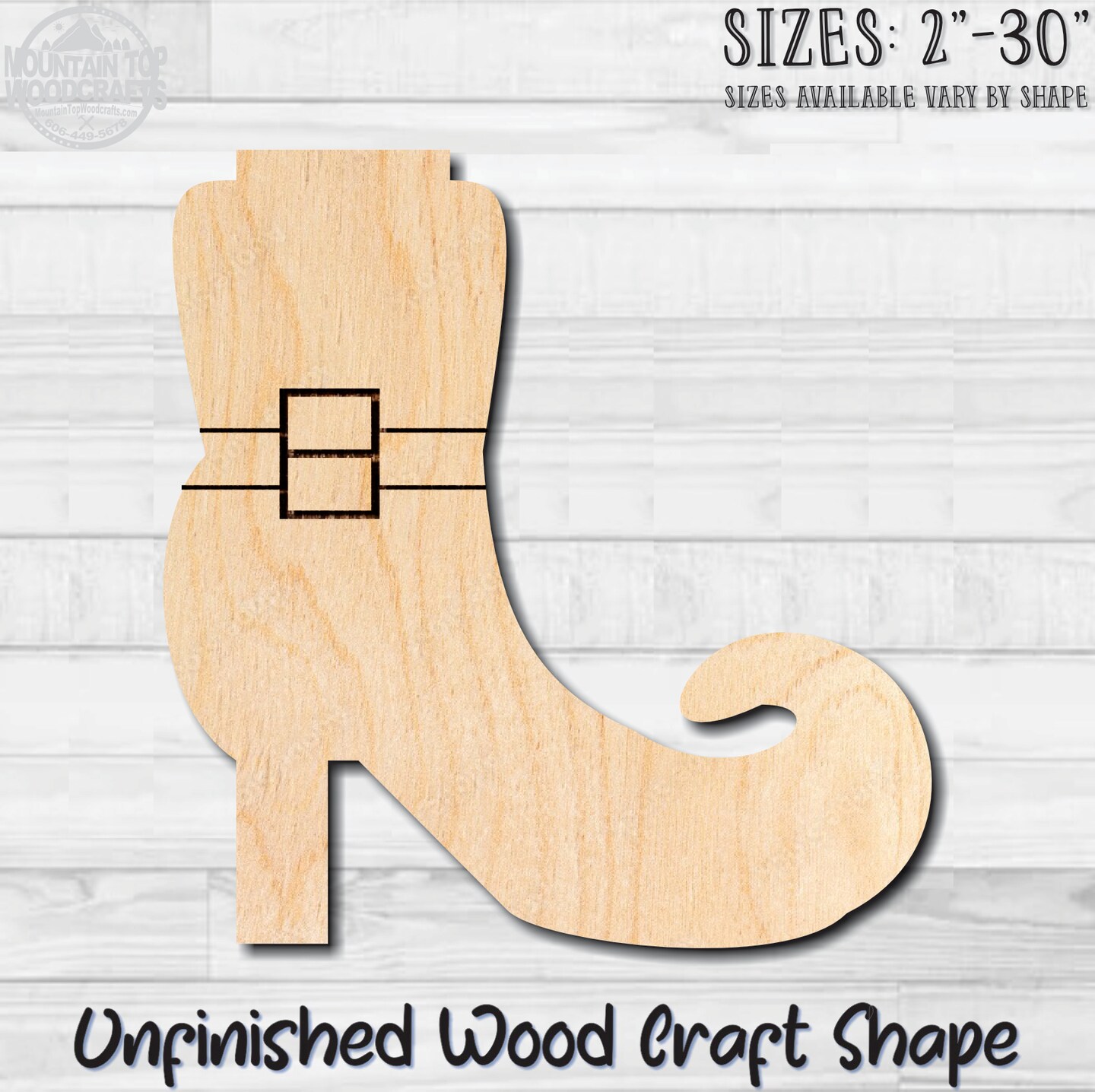 Witch's Boot Halloween Unfinished Wood Shape Blank Laser Engraved Cut ...