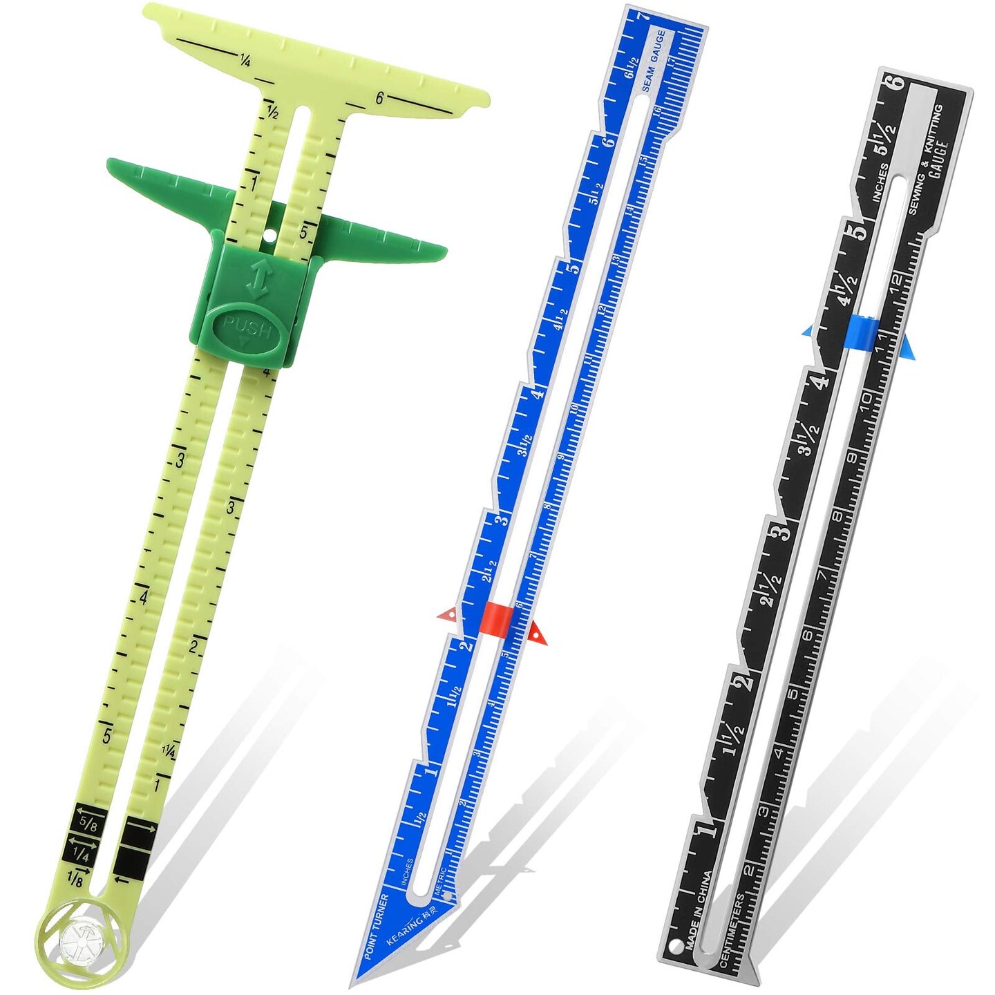 3 Pieces Sliding Gauge Measuring Sewing Tool Set Measuring Sewing Gauge ...