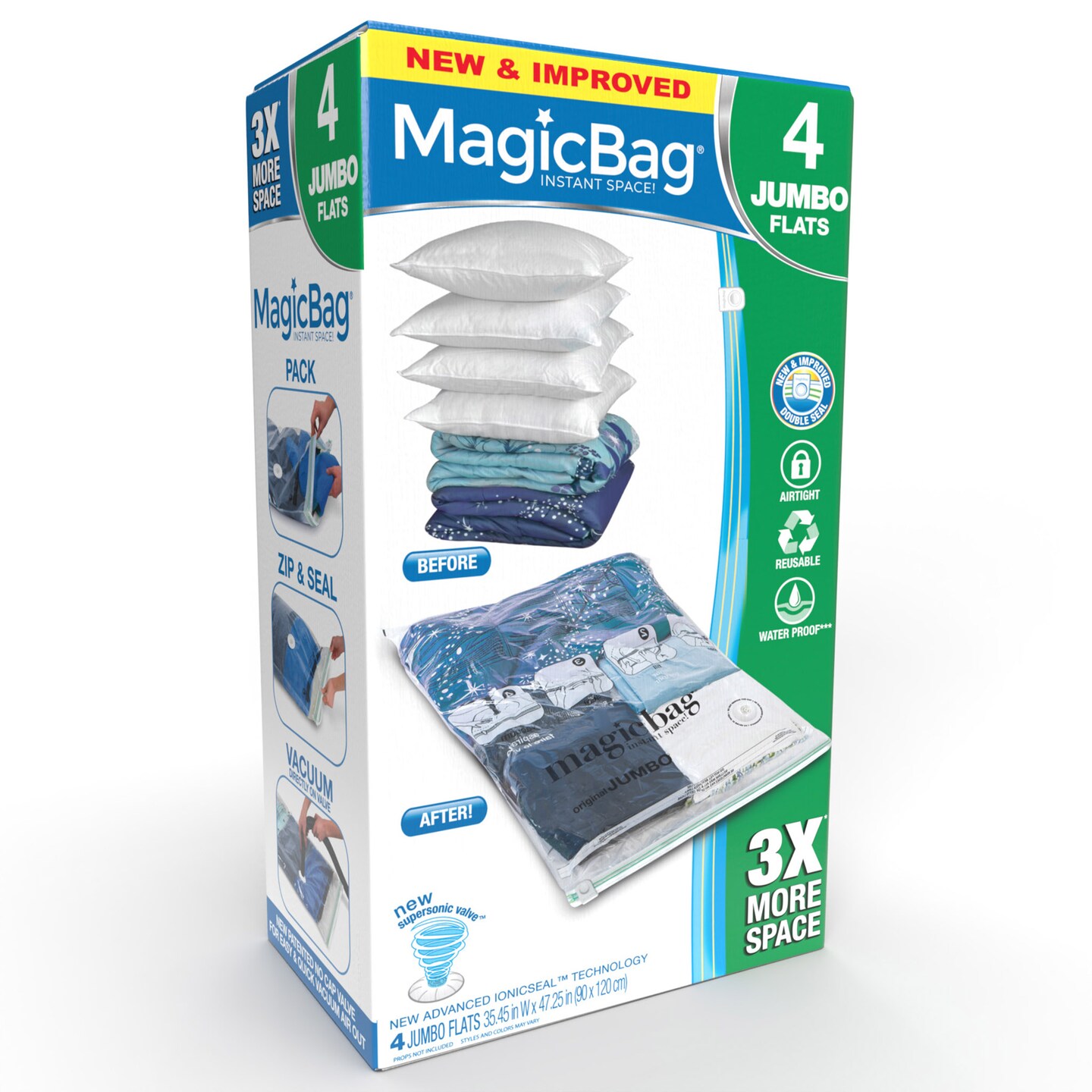 MagicBag Smart Design Set of 4 Instant Space Saver Storage - Flat Jumbo ...