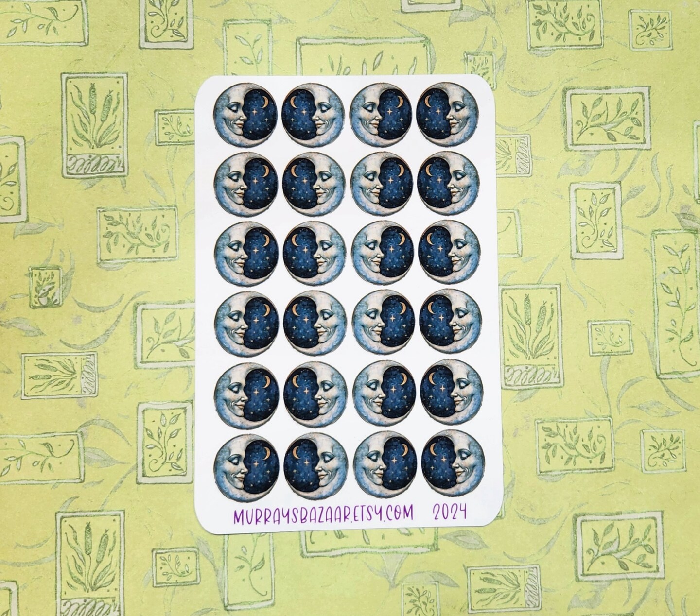 Blue Moon Sticker Sheet, Crescent Moon Stickers, Vinyl Matte Sticker ...