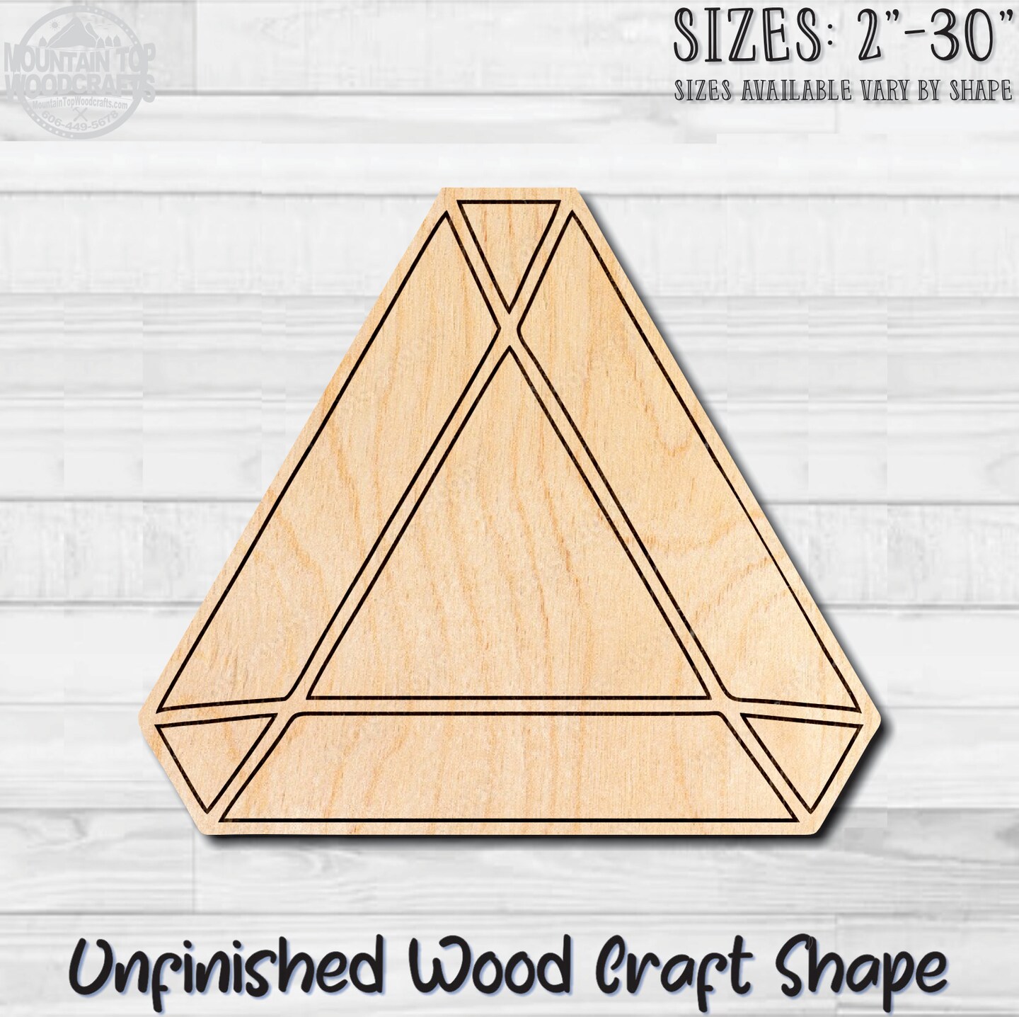 Gemstone Diamond Triangle Unfinished Wood Shape Blank Laser Engraved ...