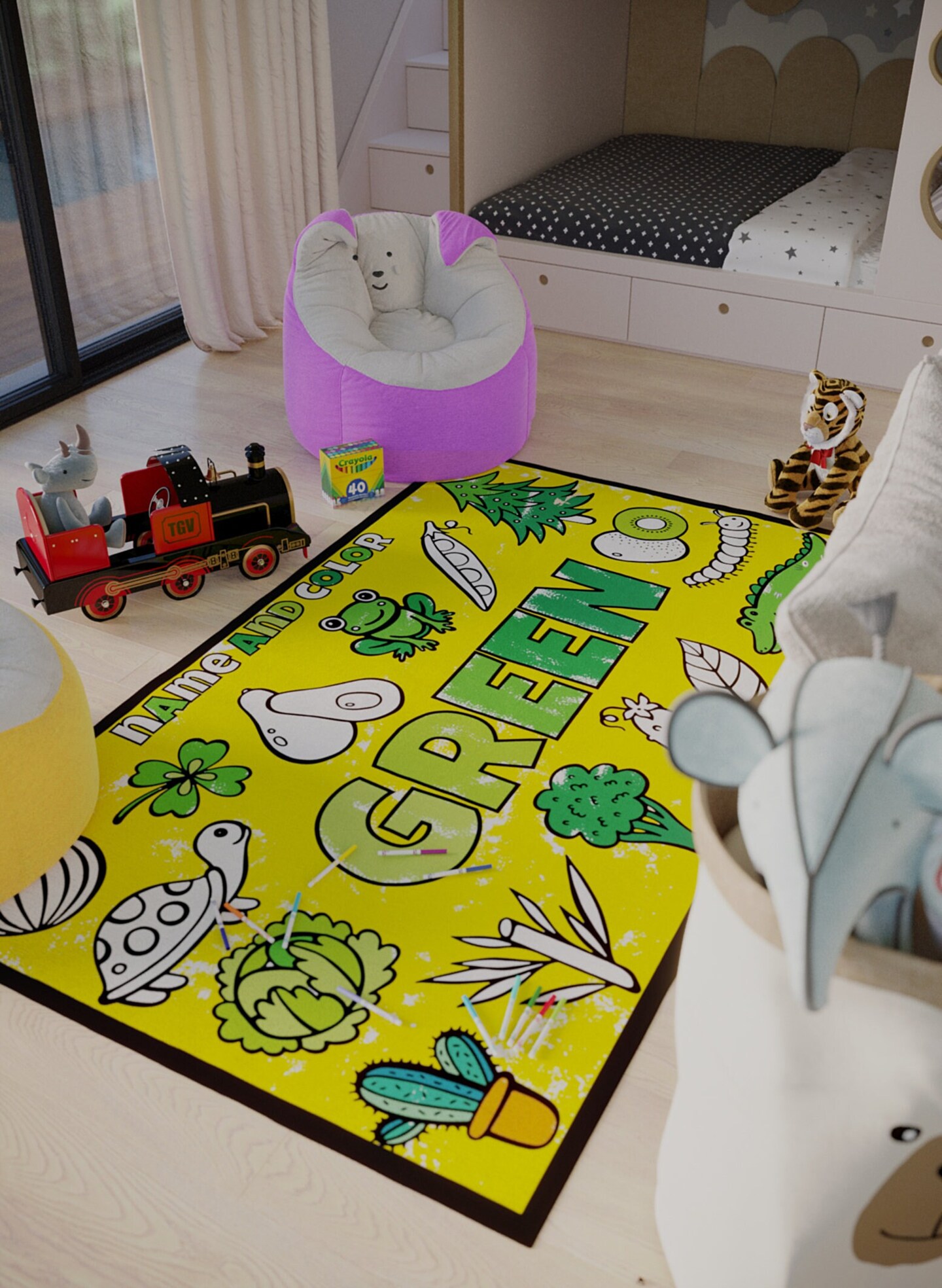 Educational Toys Coloring Learning Mat Washable Rug Markers Set ...