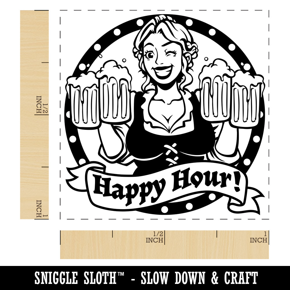 Happy Hour Beer Maiden German Oktoberfest Self-Inking Rubber Stamp Ink ...