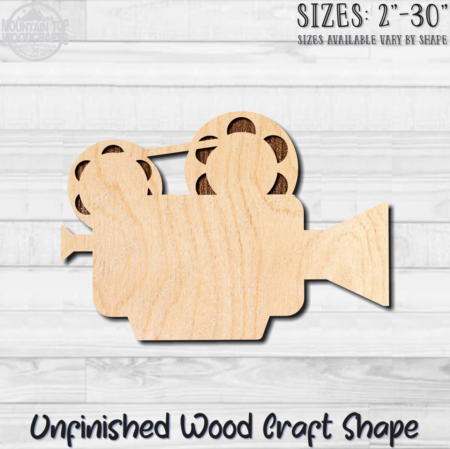 Movie Camera Unfinished Wood Shape Blank Laser Engraved Cutout ...