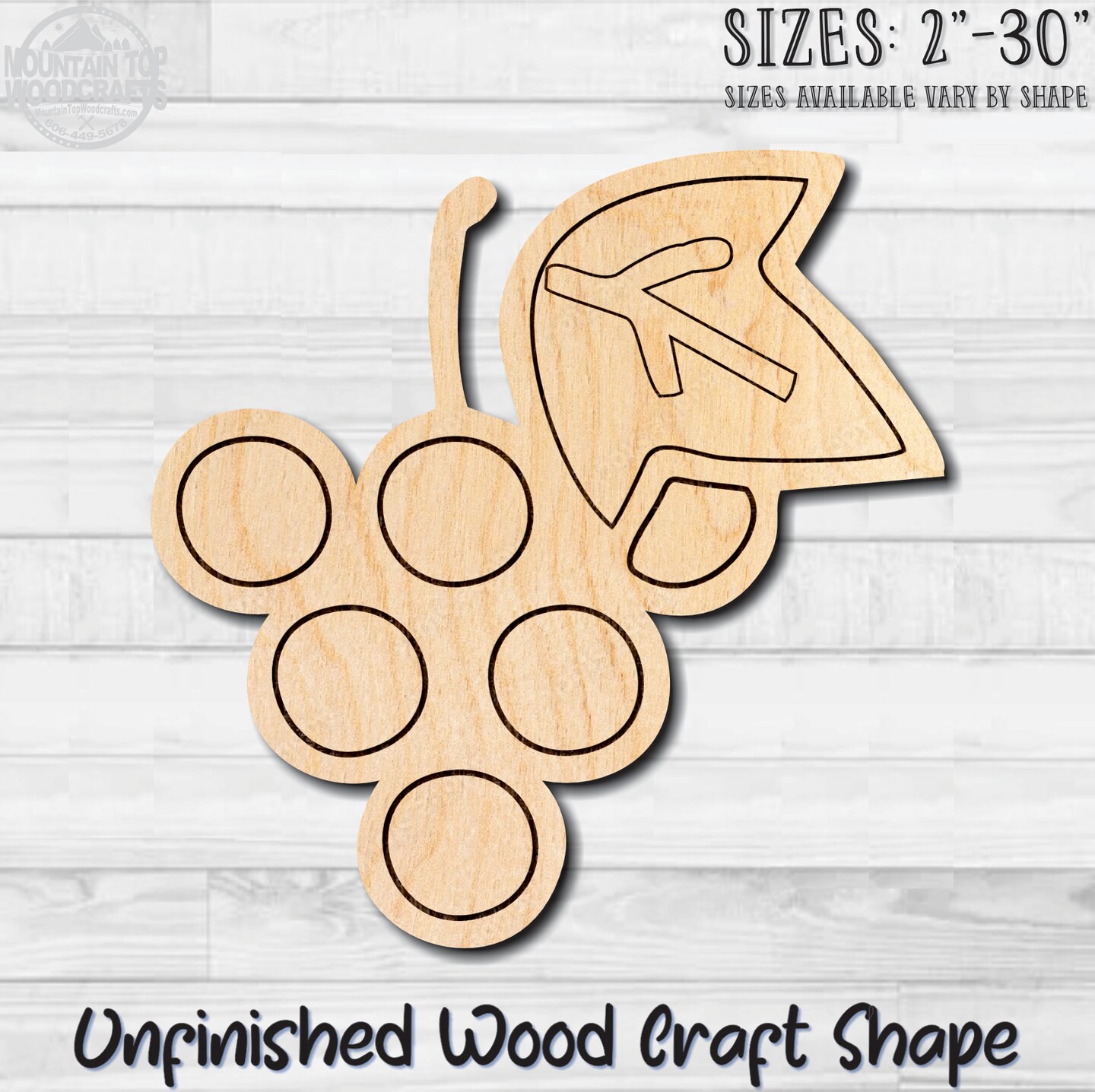 Grapes Food Vegetable Fruit Unfinished Wood Shape Blank Laser Engraved ...