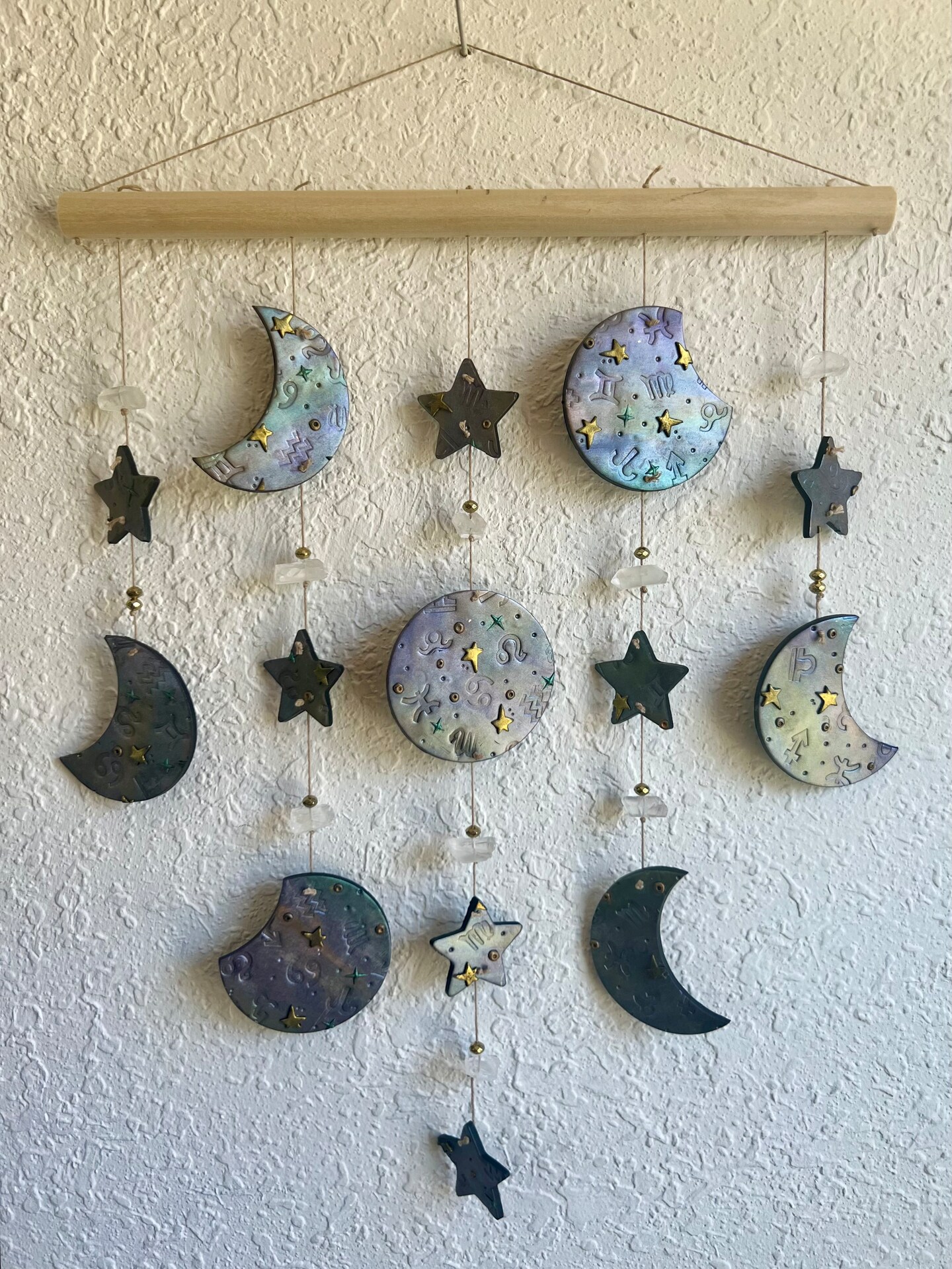Mica Zodiac Stamped Multi-Strand | Wall Hanging | Moon Phases | Moon ...