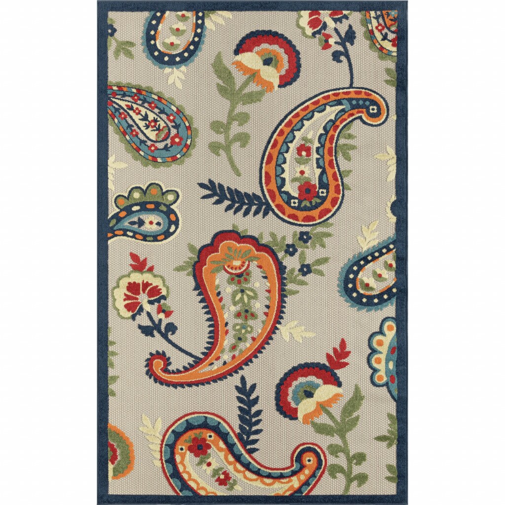 4 X 6 Blue Paisley Non Skid Indoor Outdoor Area Rug | Michaels