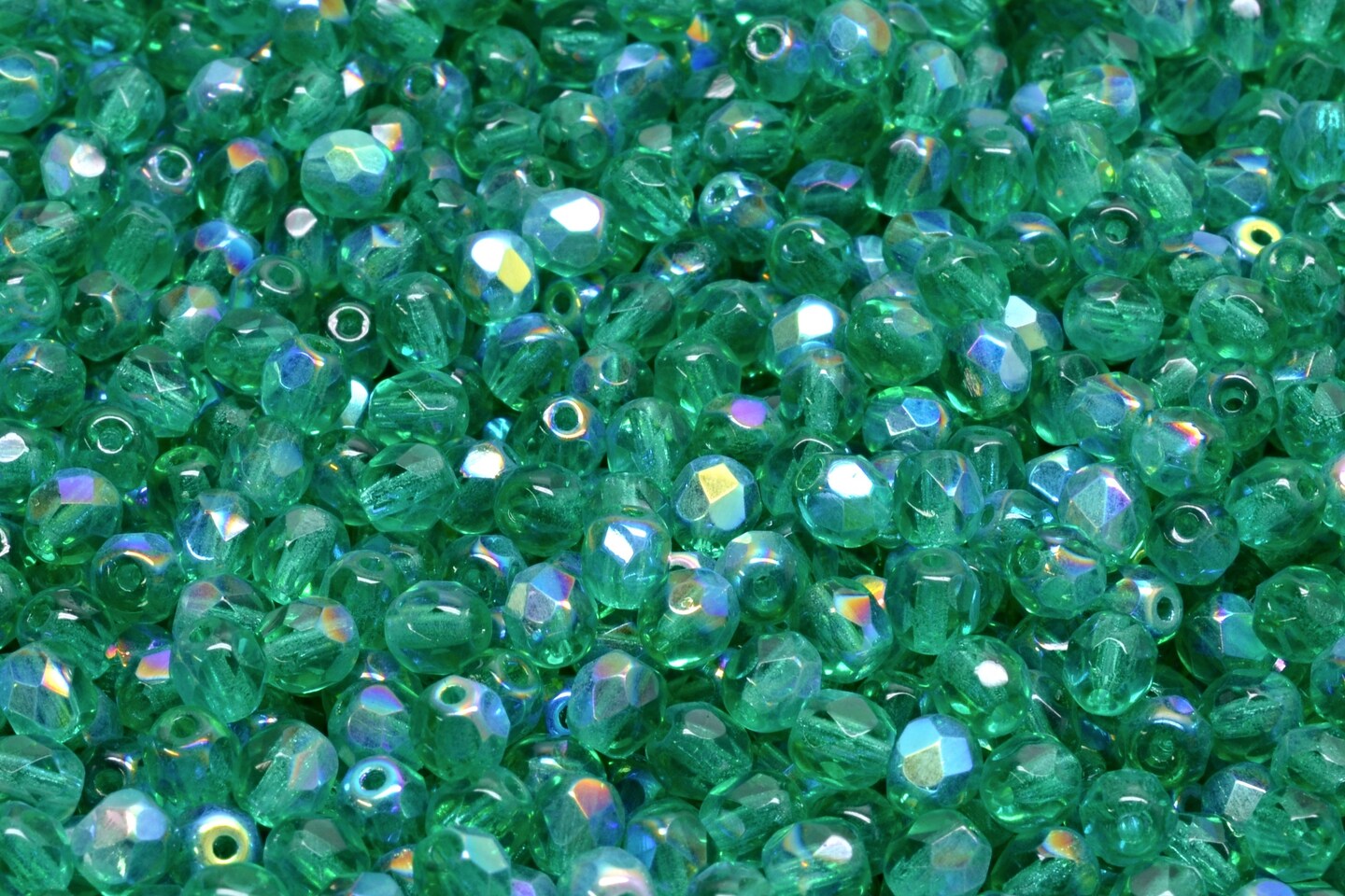 4mm Czech Fire Polish Beads, Emerald AB, 50 pieces | Michaels