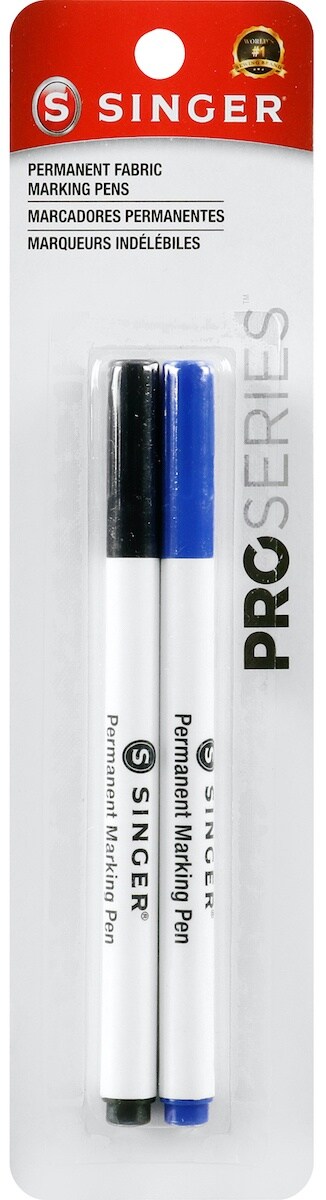 SINGER QuiltPro Permanent Fabric Marking Pens - Fine-Black & Blue 2/Pkg ...