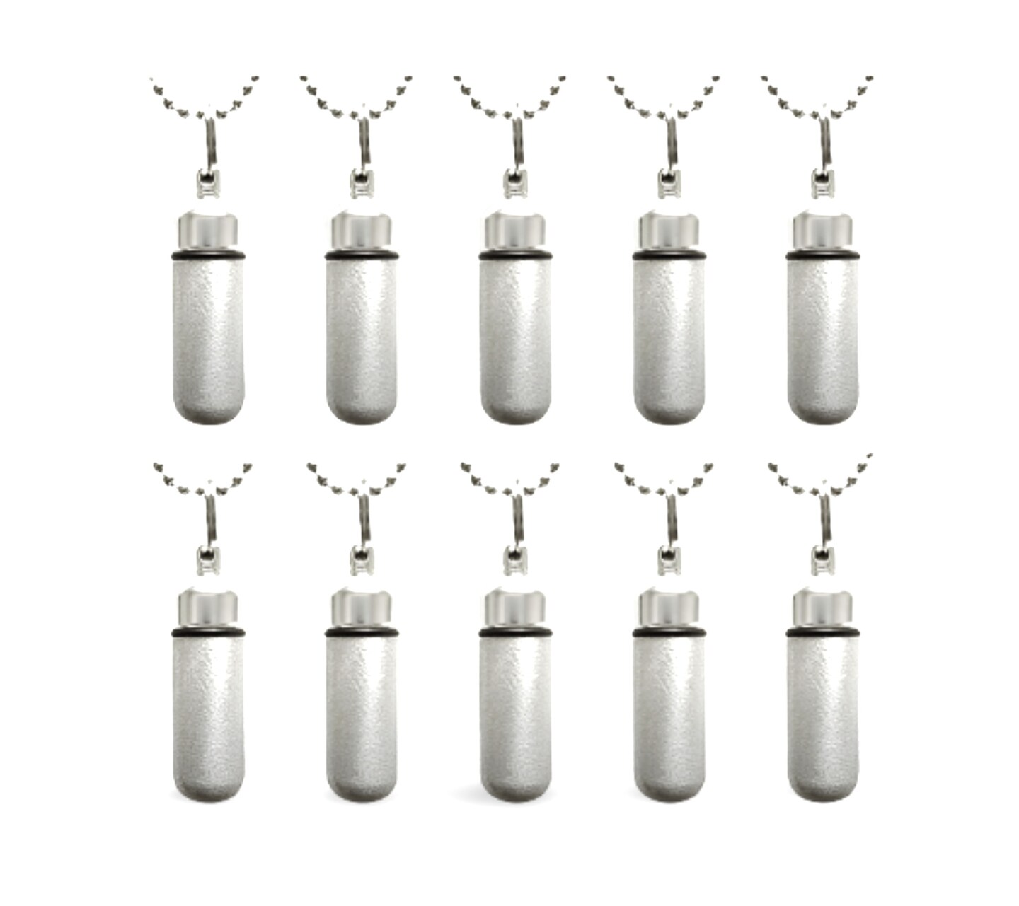 TEN Classic Brushed Silver CREMATION URN Necklaces on 24" Steel Ball ...