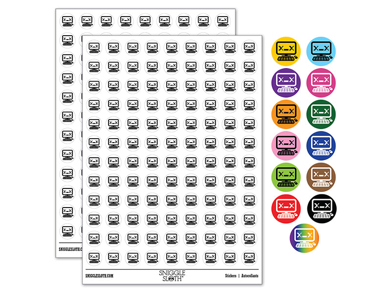 Dead Kawaii Computer Face Emoticon 200+ 0.50" Round Stickers | Michaels