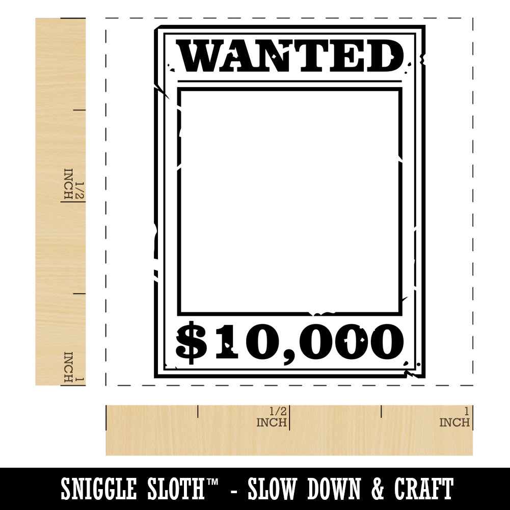 Old Western Wanted Poster Blank Self-Inking Rubber Stamp Ink Stamper ...