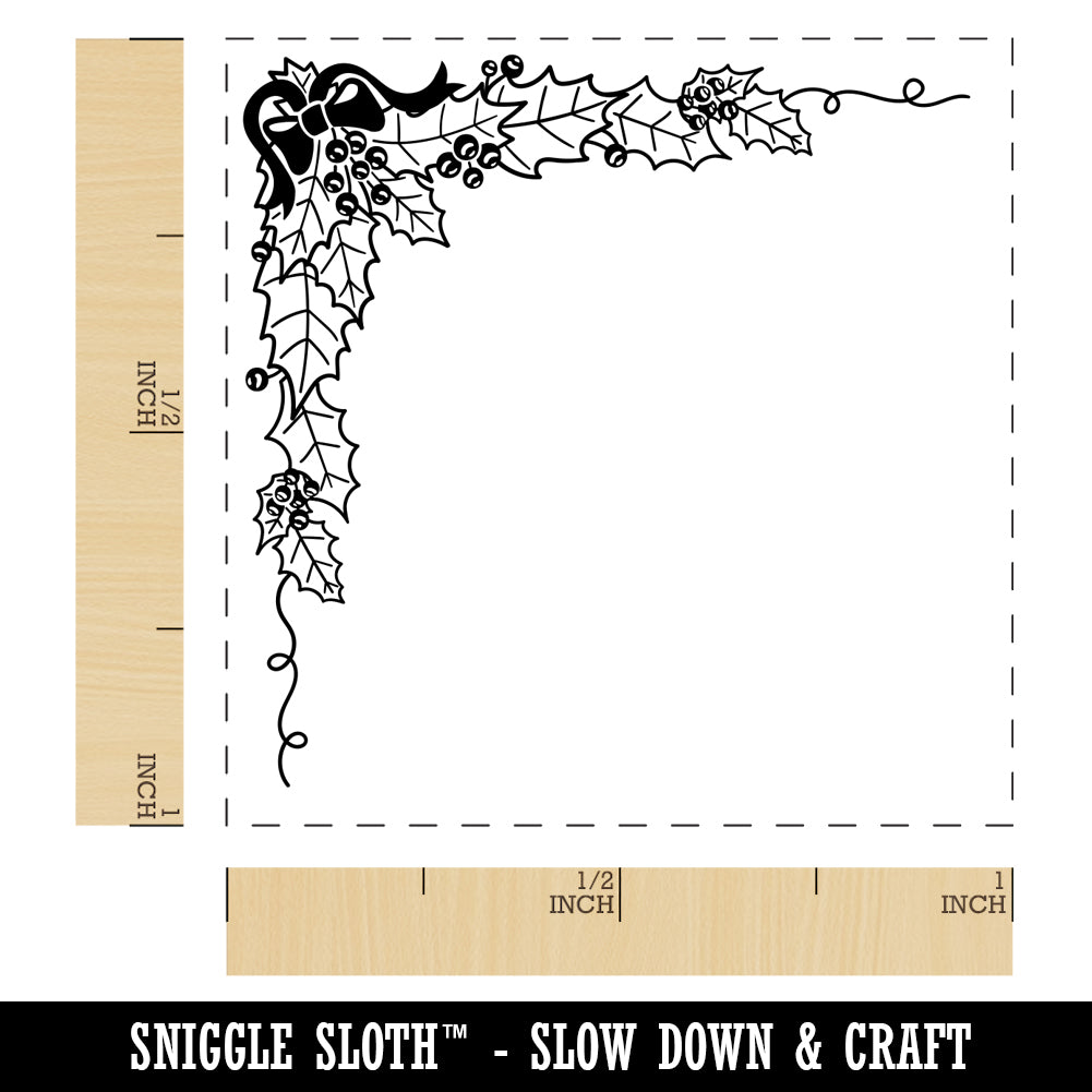 Holly Berries and Bow Corner Border Decoration Christmas Self-Inking ...