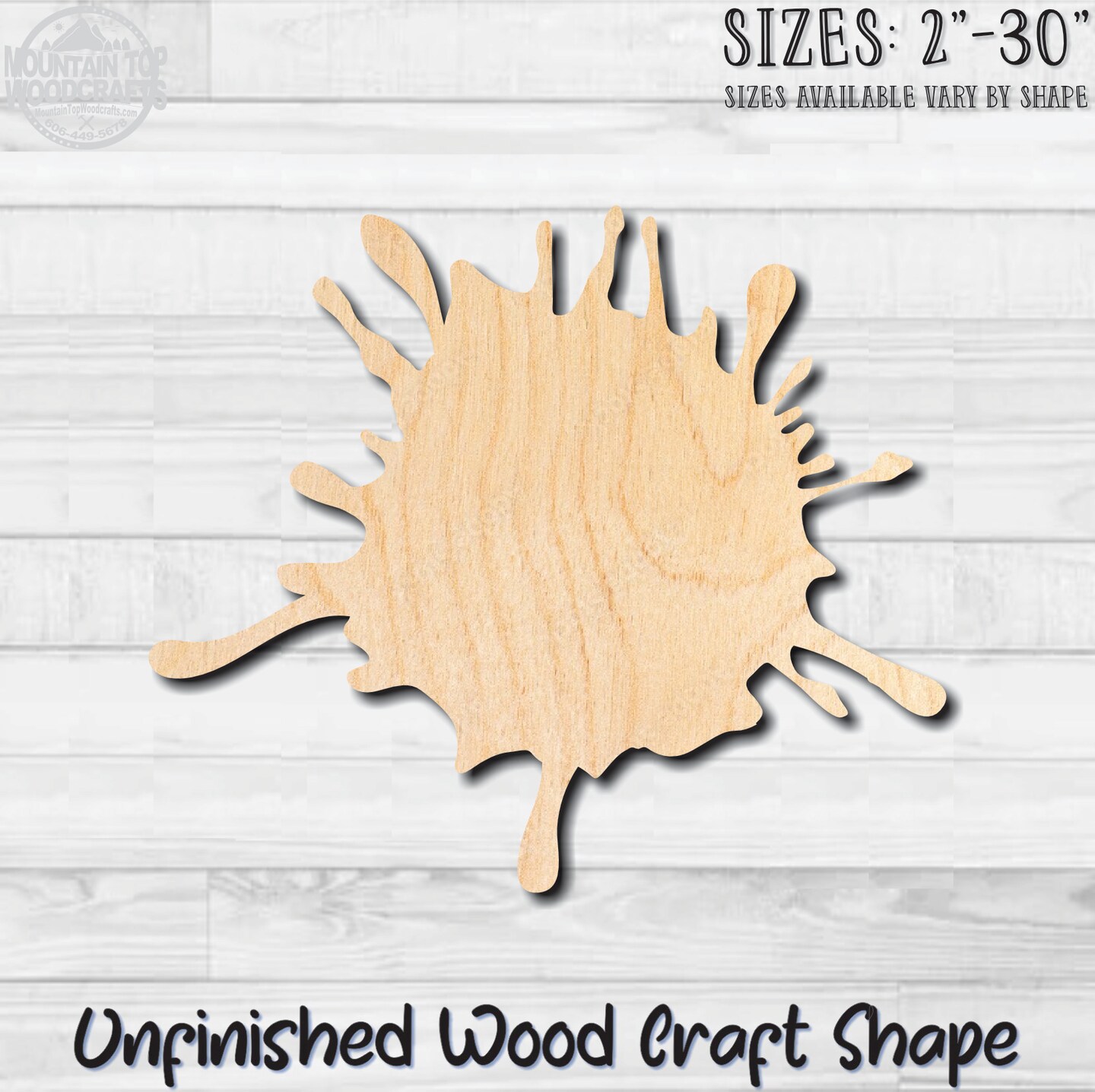 Paint Splat 5 Splatter Unfinished Wood Shape Blank Laser Cutout ...