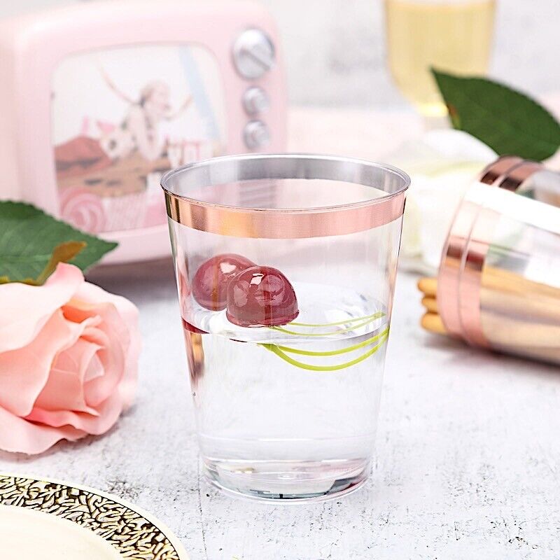 9 oz Clear Rose Gold Rim Plastic Disposable | Michaels