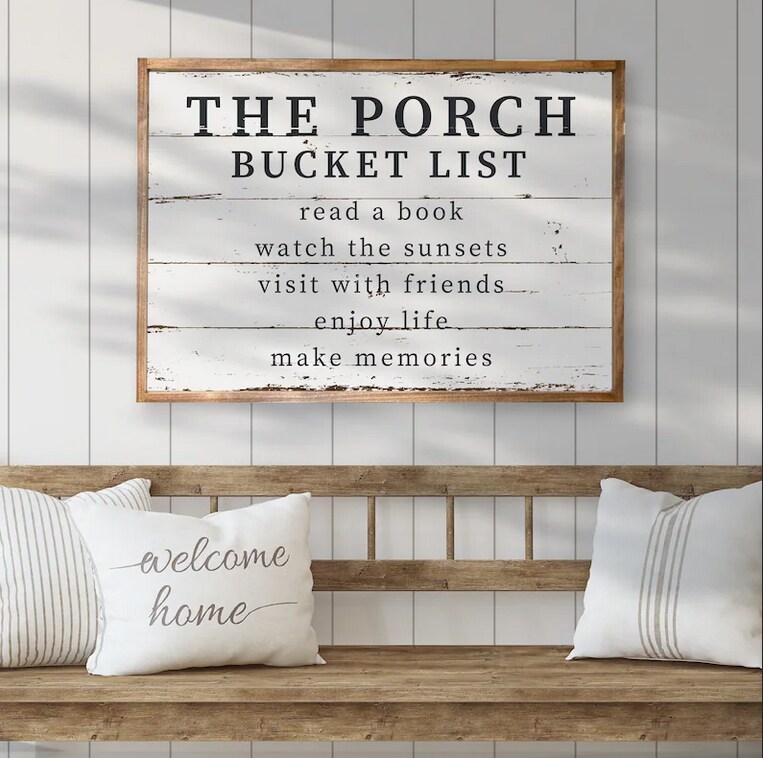 The Porch Bucket List — Lake House, Framed Canvas Wall Decor, Many ...