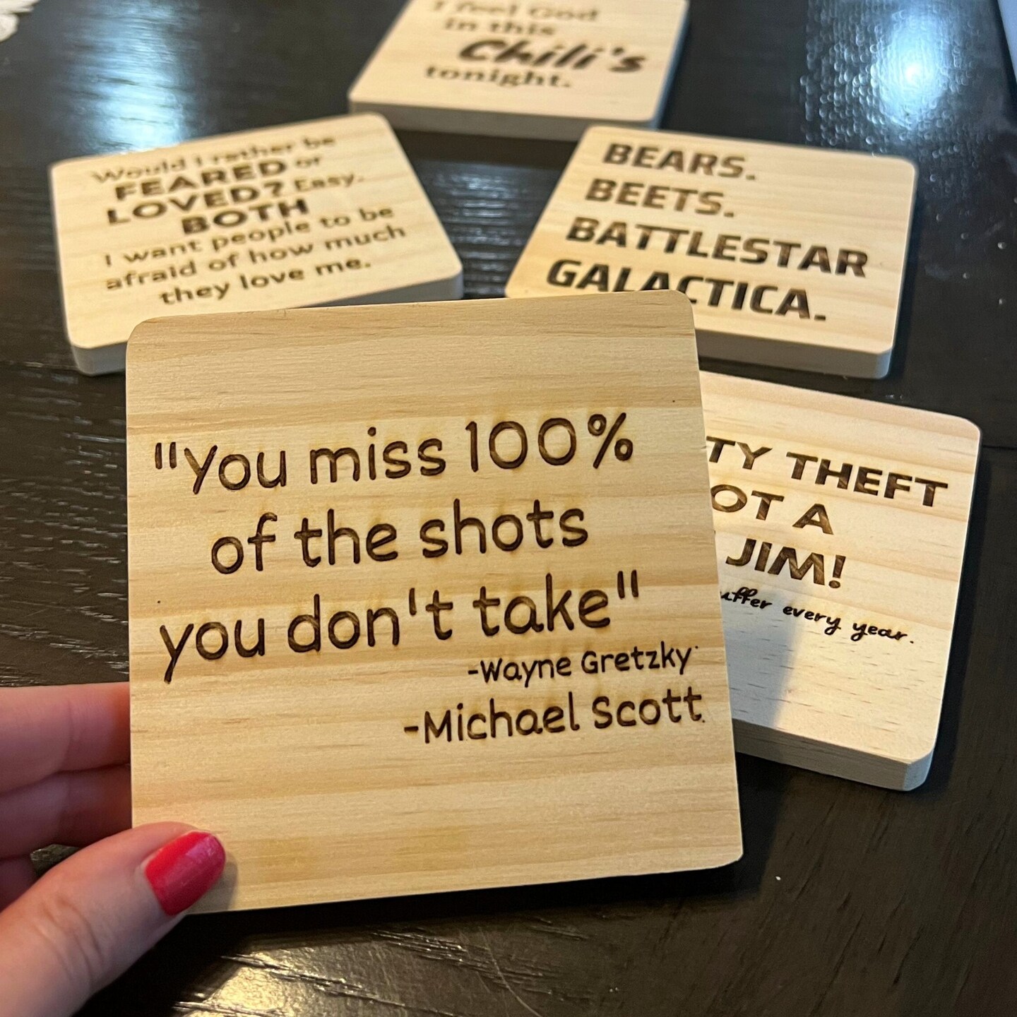 The Office Quotes Coasters: Laser Engraved Wood and Slate | Home Decor ...