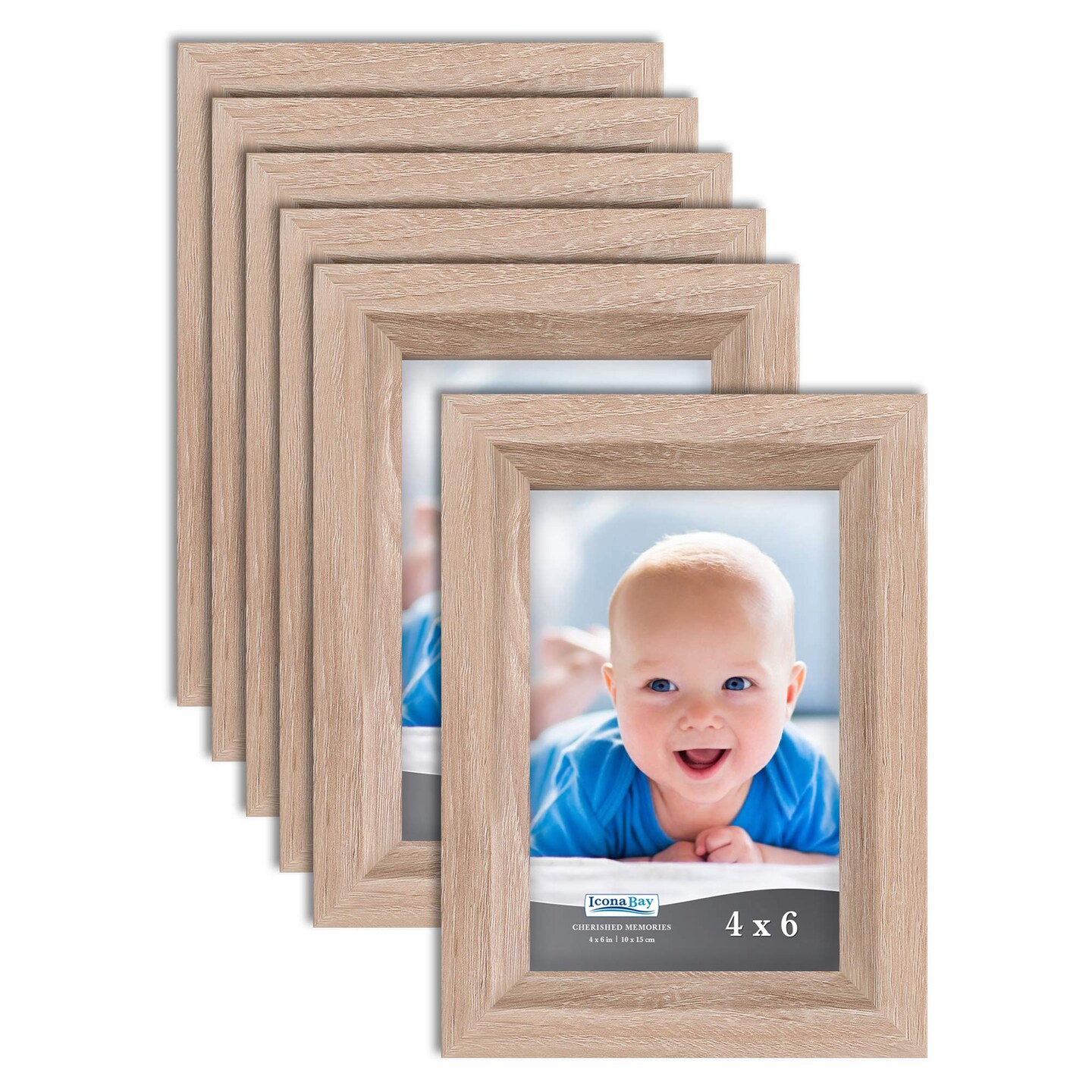 Icona Bay 4x6 Picture Frame (Weathered Oak Wood Finish, 6 Pack ...