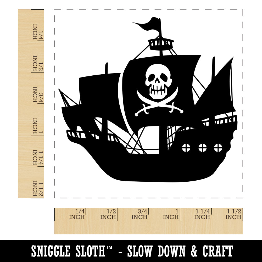 Haunted Ghost Pirate Ship with Jolly Roger Self-Inking Rubber Stamp Ink ...