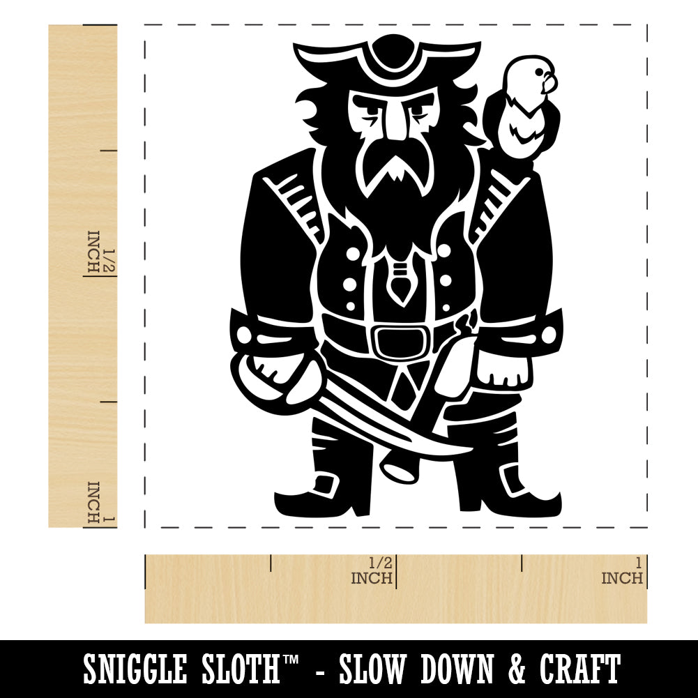 Grumpy Pirate with Weapons and Parrot Self-Inking Rubber Stamp Ink ...