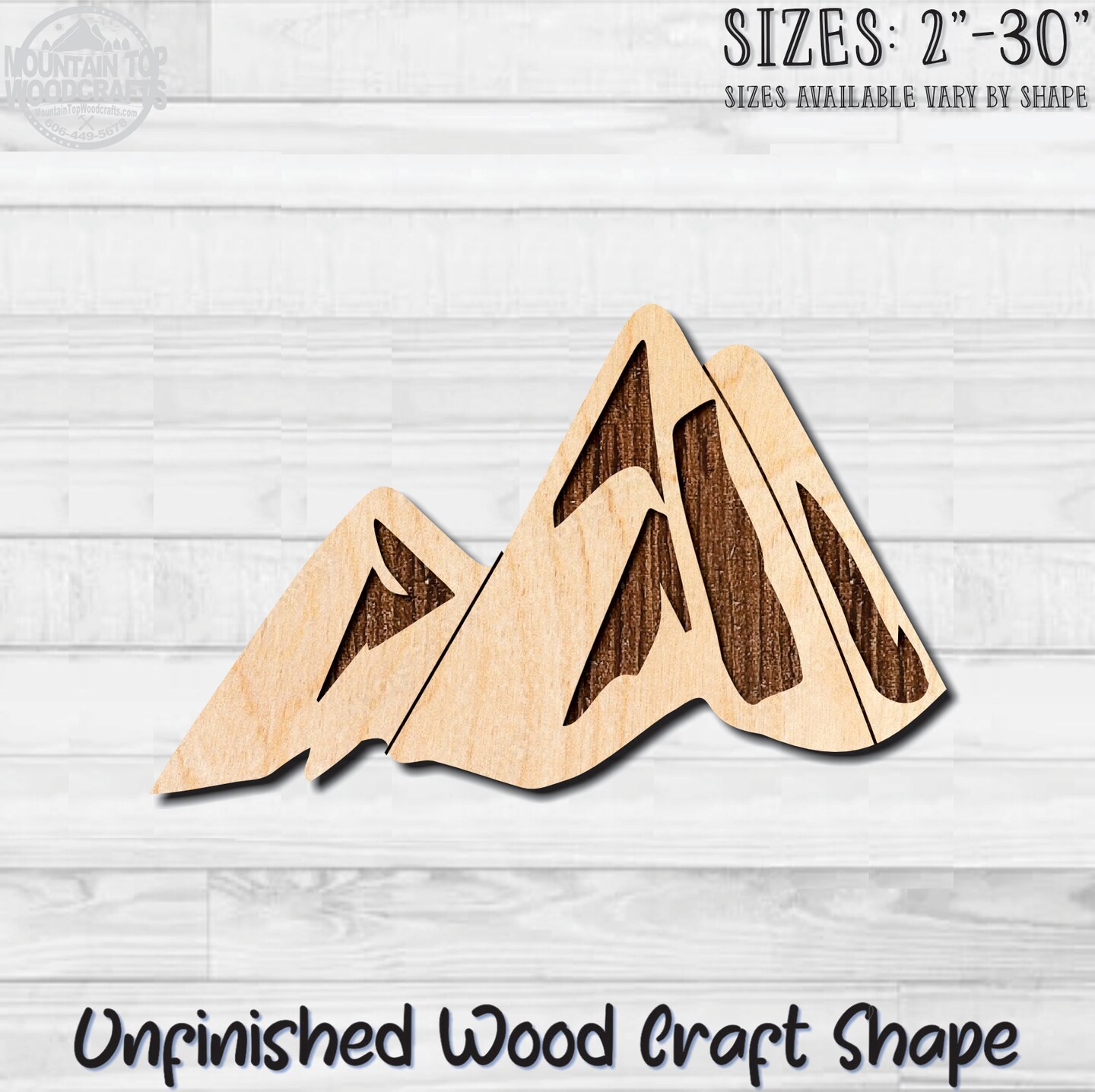 Mountain Range 3 Unfinished Wood Shape Blank Laser Engraved Cutout ...