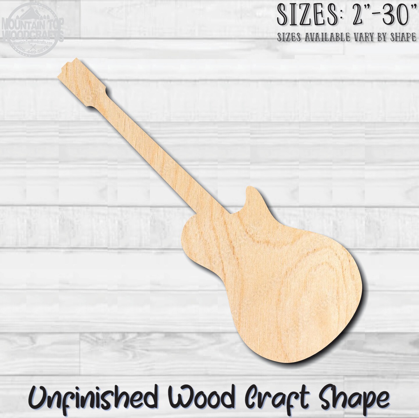 Guitar 5 Unfinished Wood Shape Blank Laser Engraved Cutout Woodcraft ...