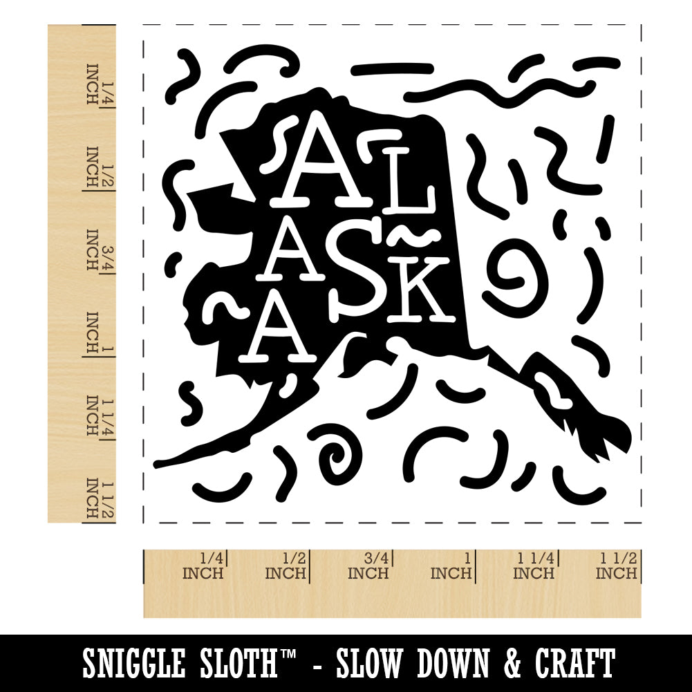 Alaska State with Text Swirls Self-Inking Rubber Stamp Ink Stamper ...