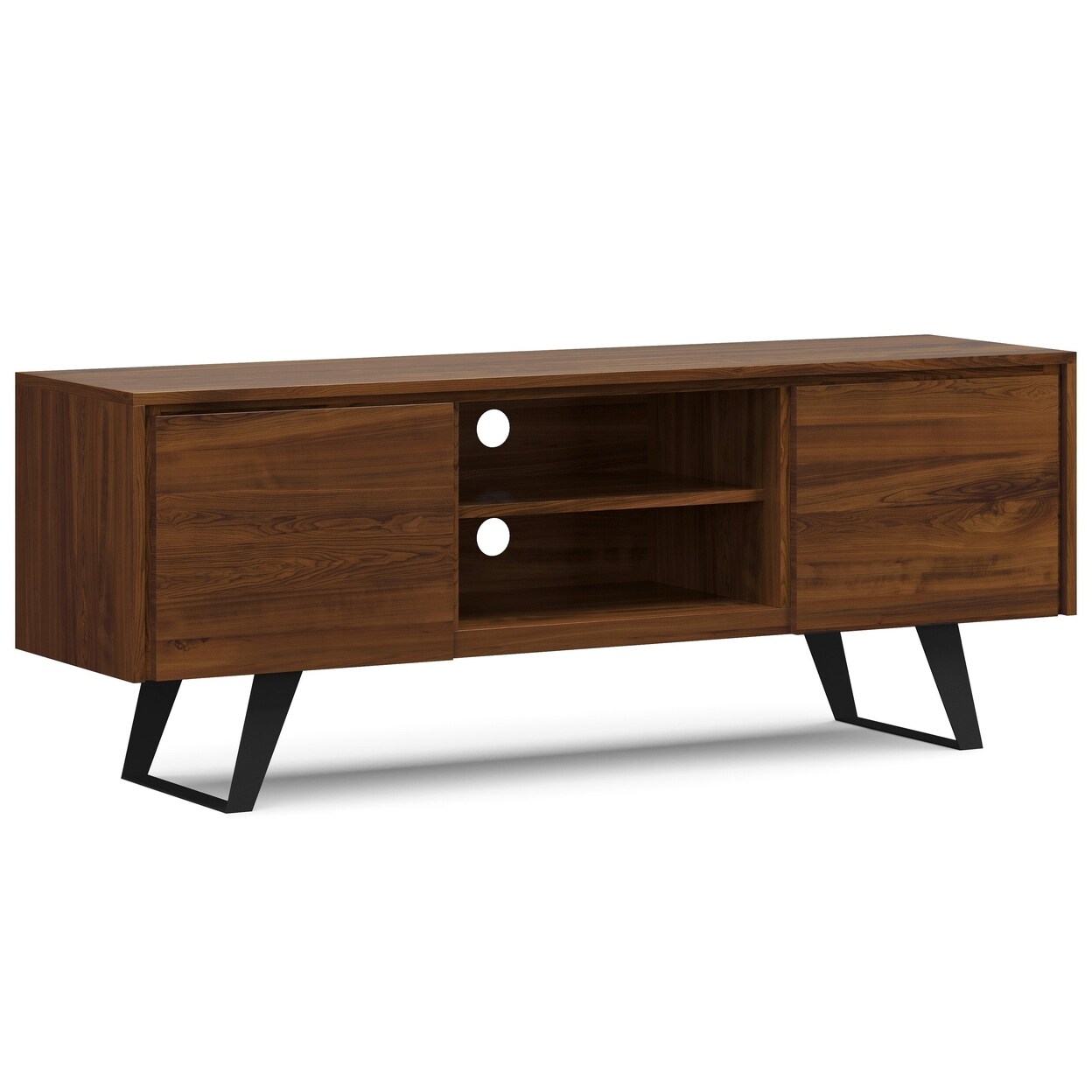Lowry Tv Media Stand Walnut Solid Acacia 63 Inch Industrial Style ...