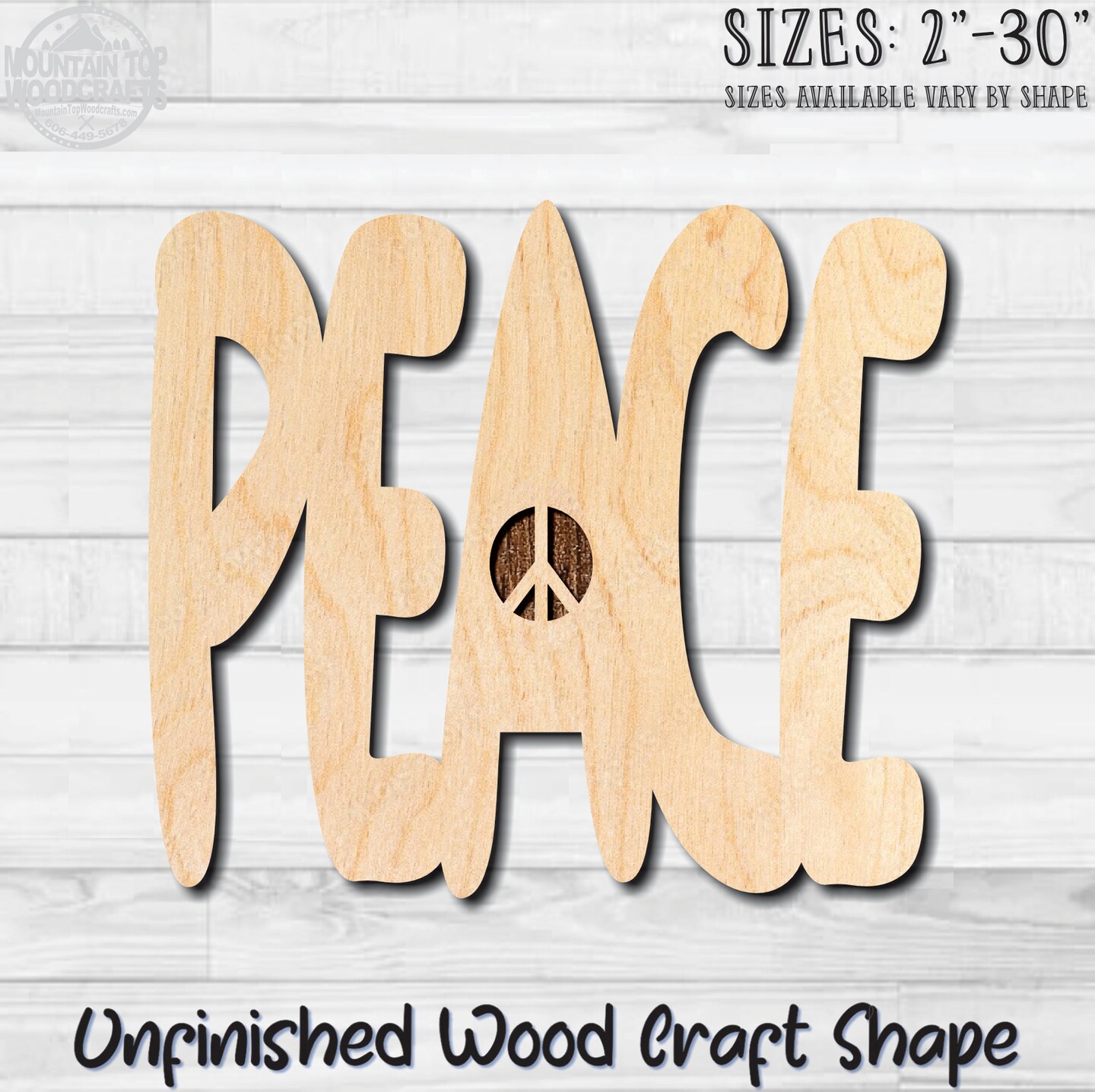 PEACE Word Hippy Sign Wording Unfinished Wood Shape Blank Laser ...