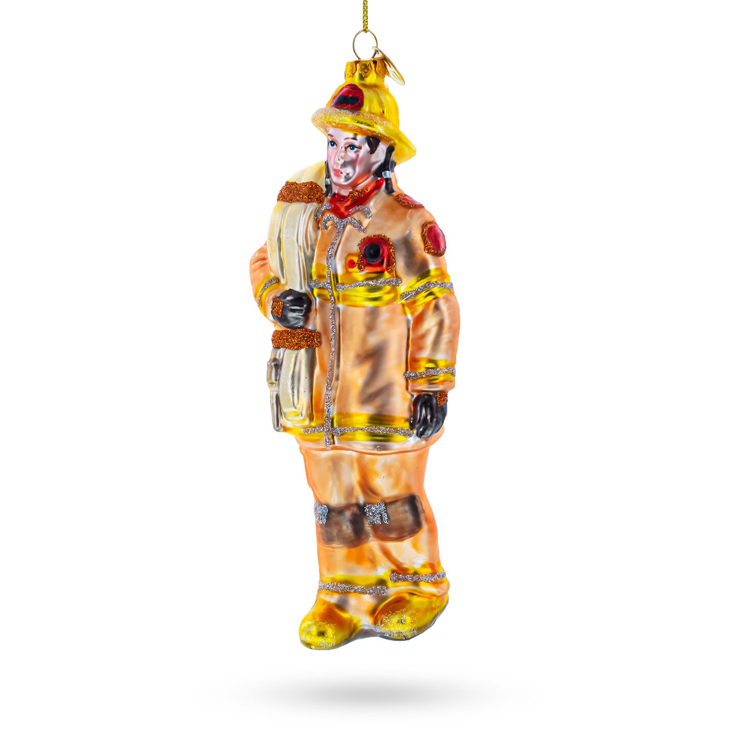 Heroic Fireman with Hose Blown Glass Christmas Ornament | Michaels