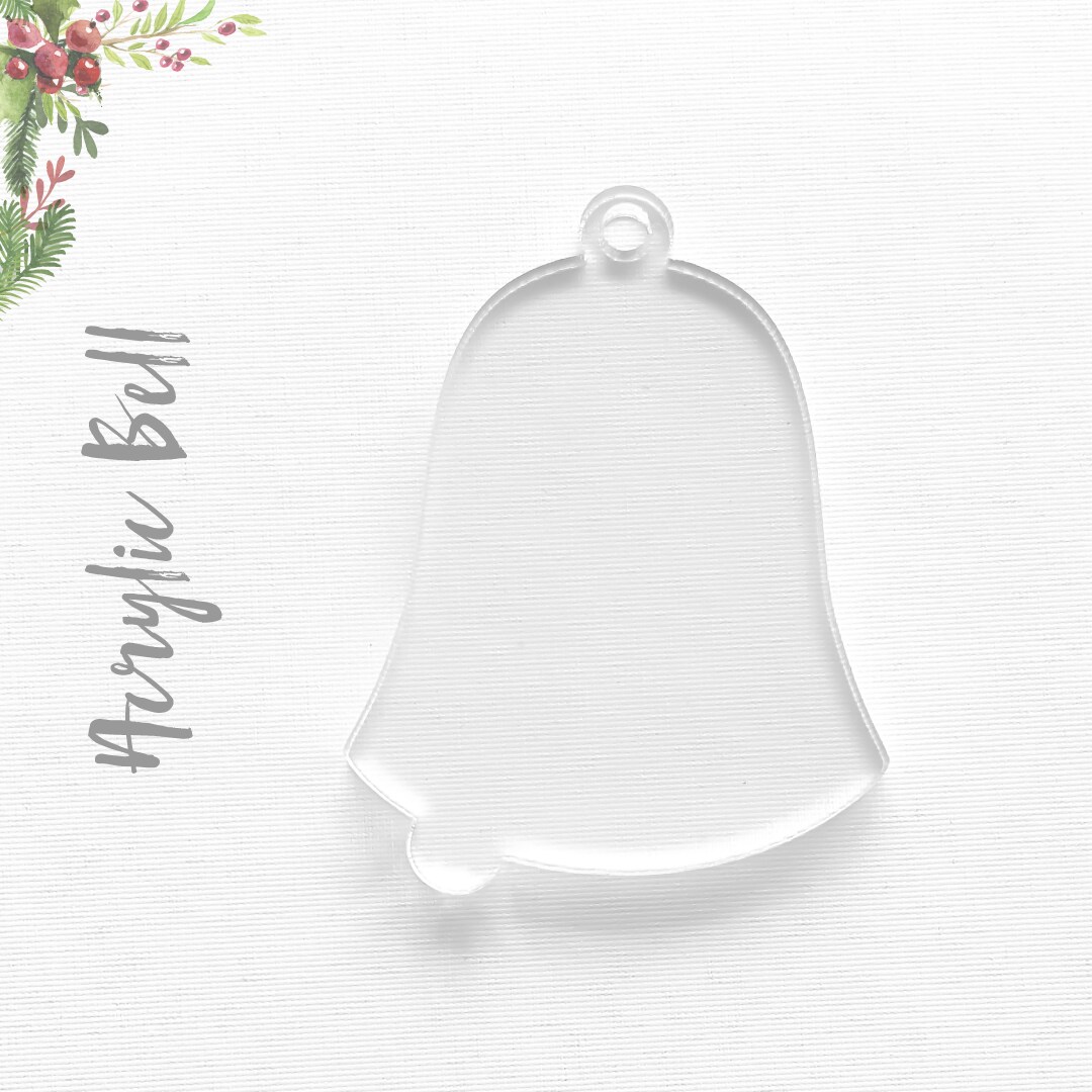 25 Acrylic Christmas Ornaments Blank BELL 1,8" Thick ( select Size ...