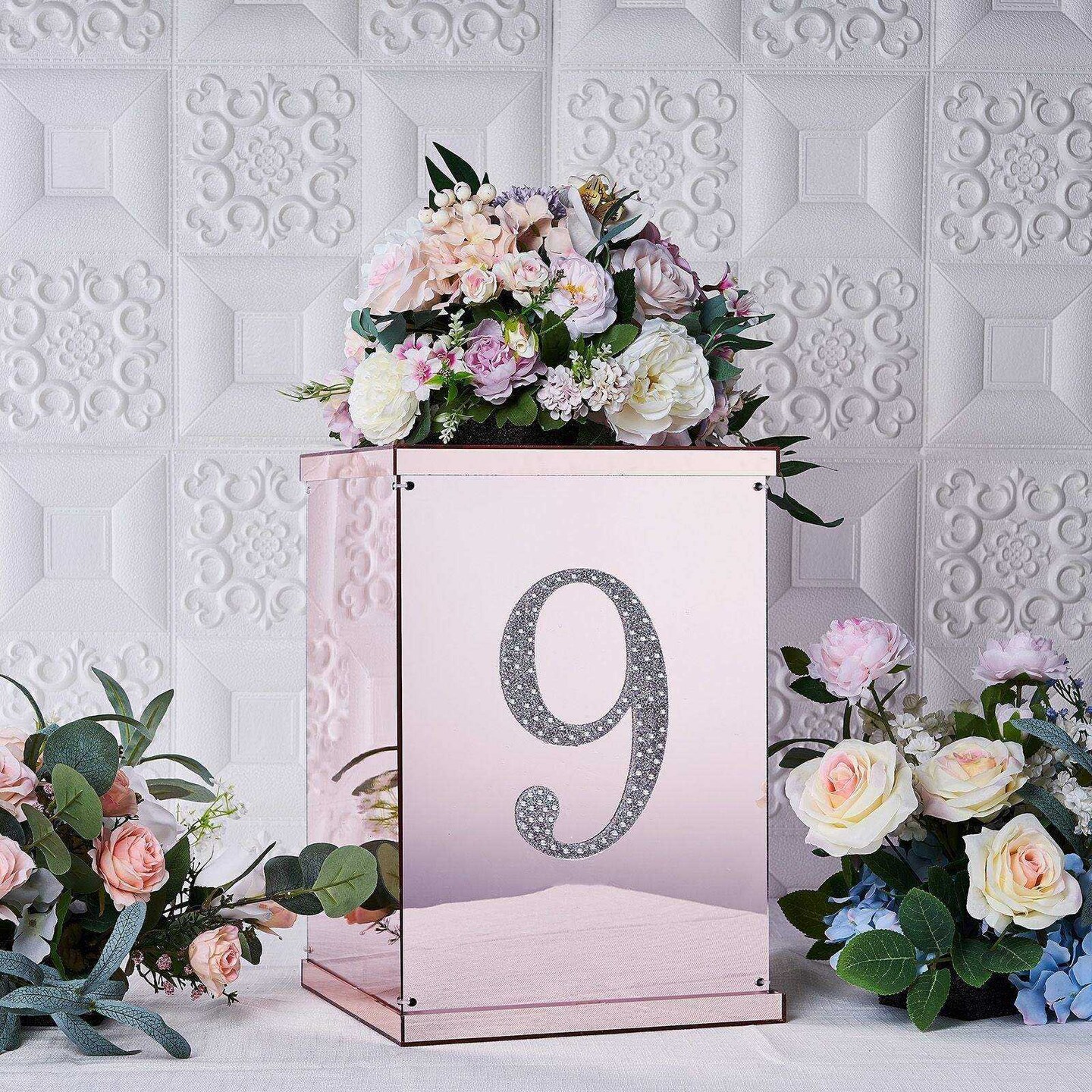 8-Inch Silver Letter Number Self-Adhesive Rhinestones GEMS STICKERS ...