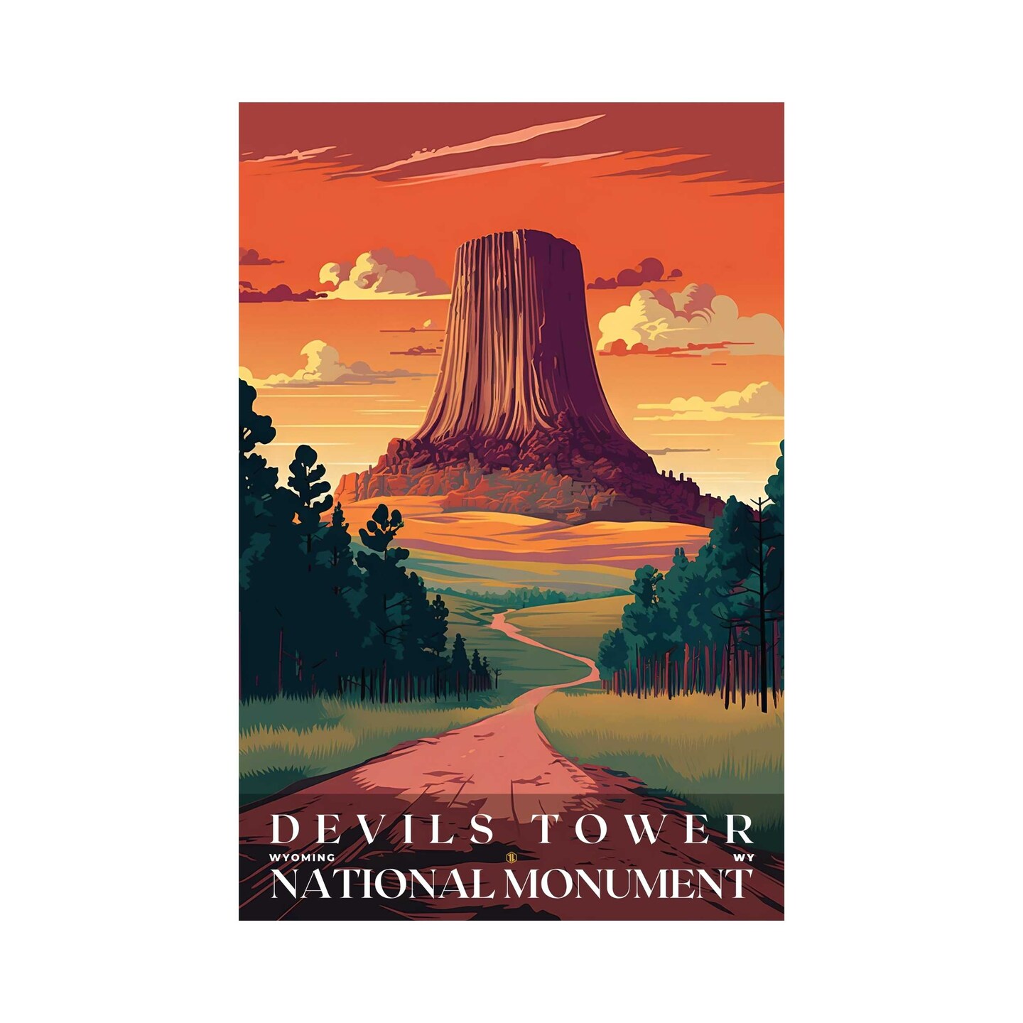 Devils Tower National Monument Poster, Travel Art, Office Poster, Home ...